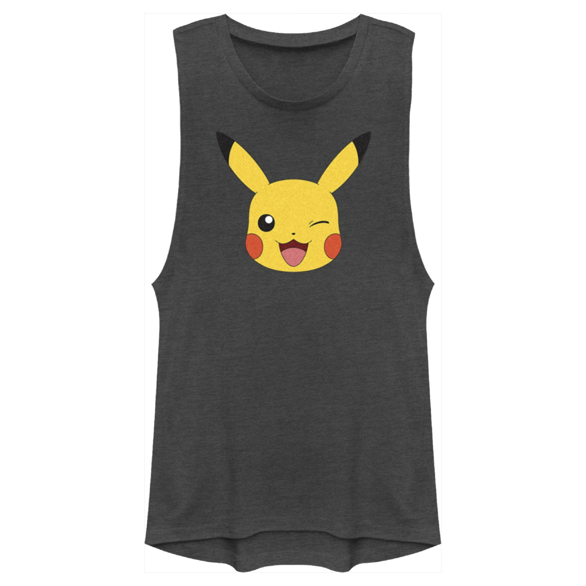 Junior's Pokemon Pikachu Wink Face Festival Muscle Graphic Tee Charcoal ...