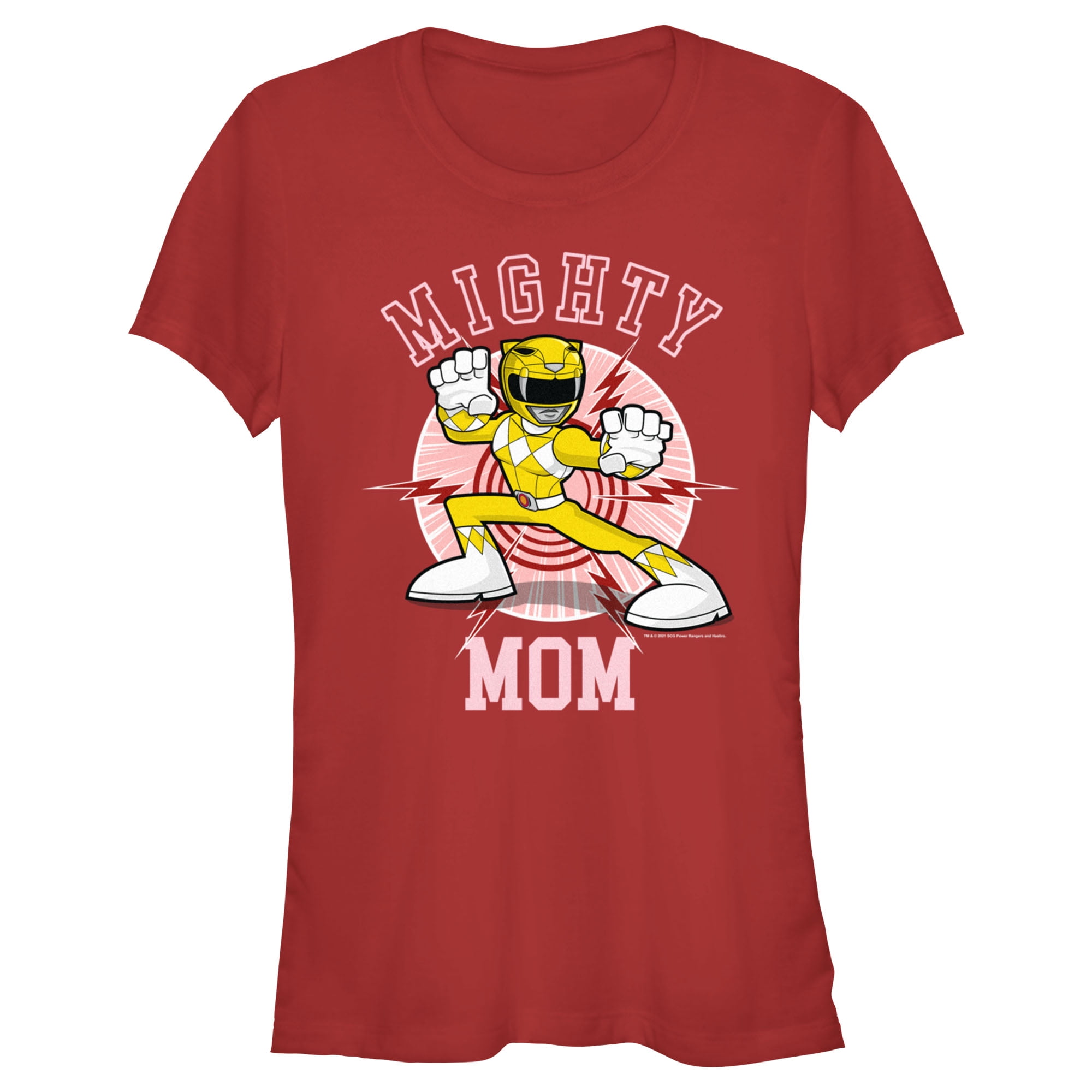 Junior's Power Rangers Mighty Mom Yellow Graphic Tee Red Large ...