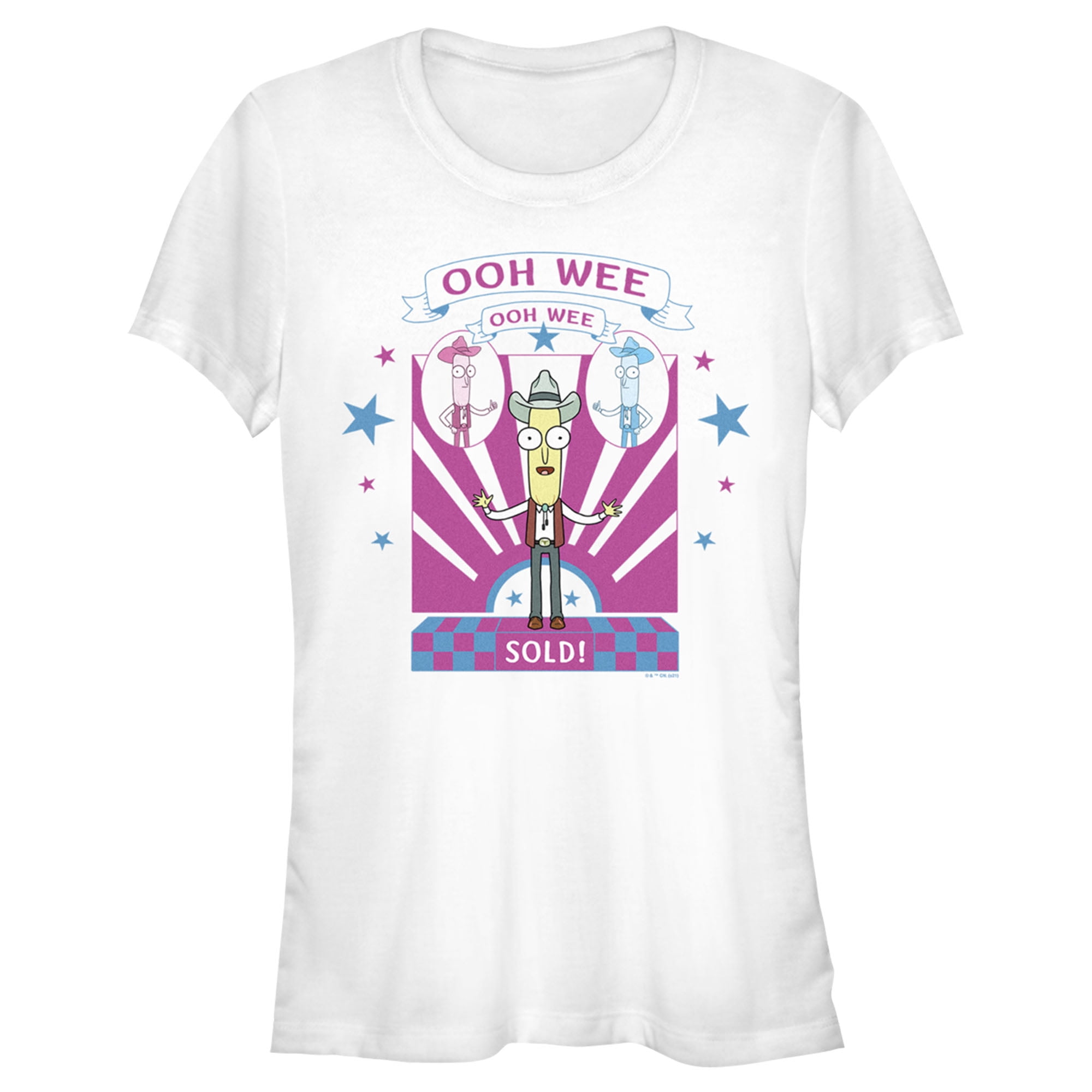 Junior's Rick And Morty Mr. Poopy Butthole Ooh Wee Sold! Graphic Tee ...