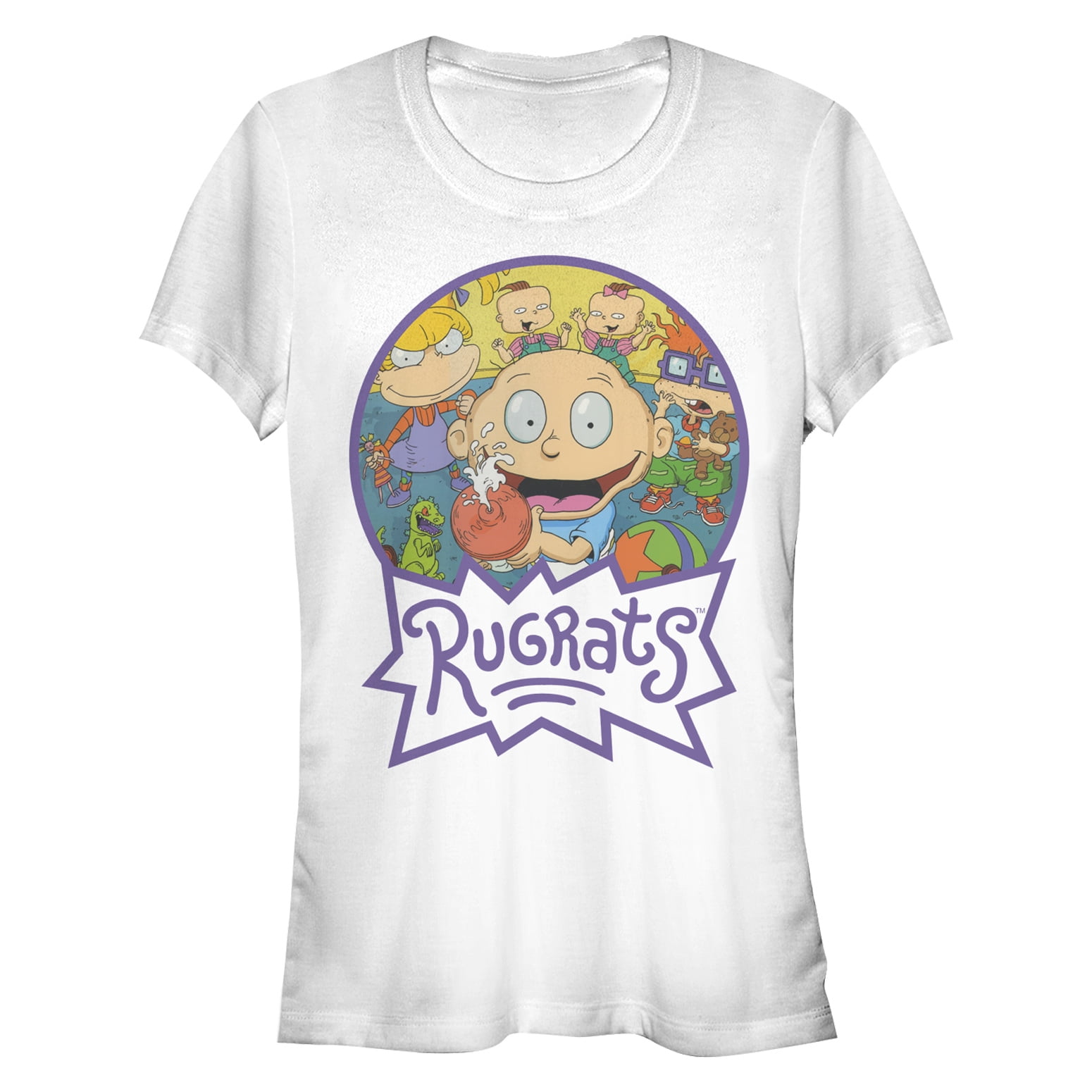 Junior's Rugrats Character Logo Circle Graphic Tee White Small ...