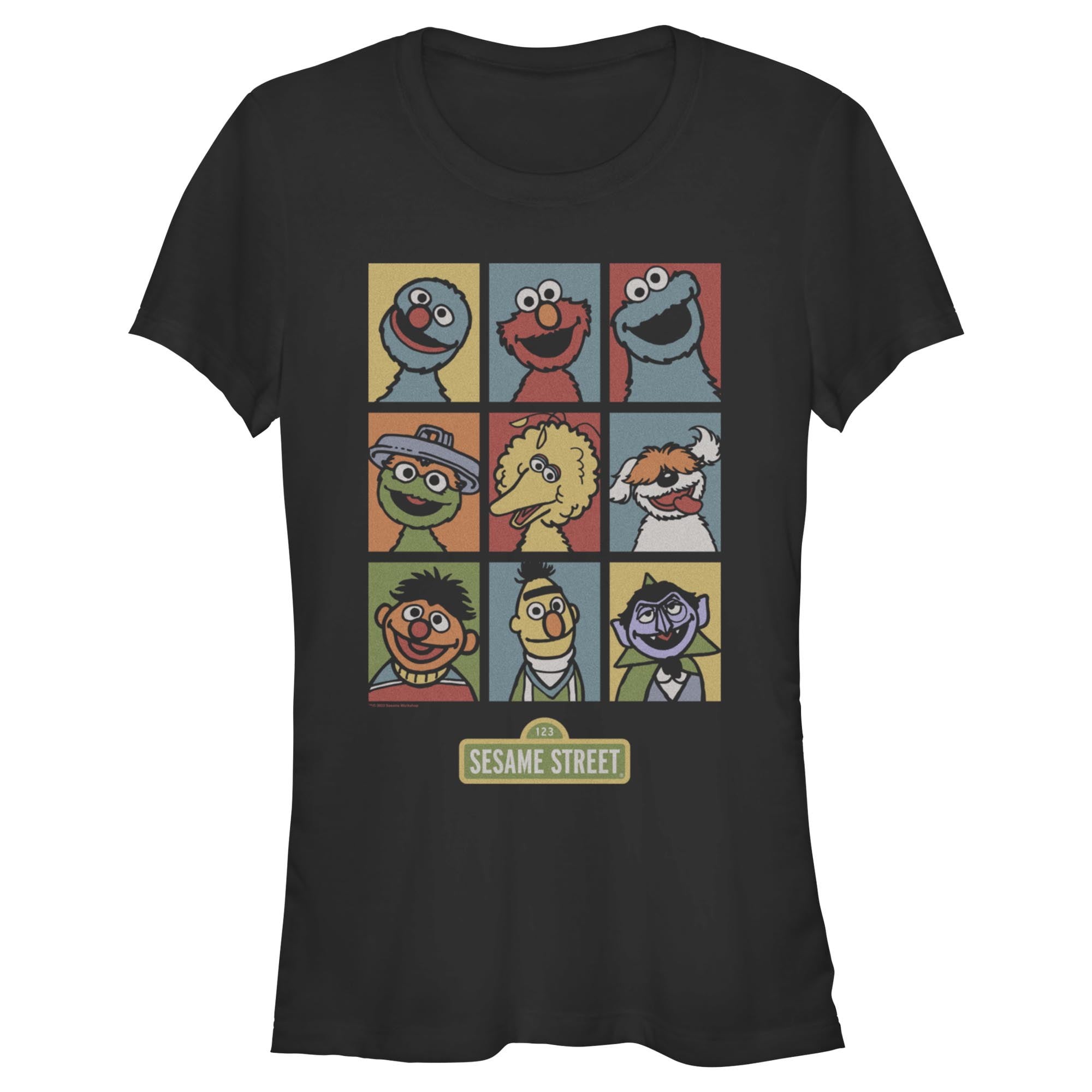 Junior's Sesame Street 9 Panel Puppet Grid Graphic T-Shirt - Walmart.com