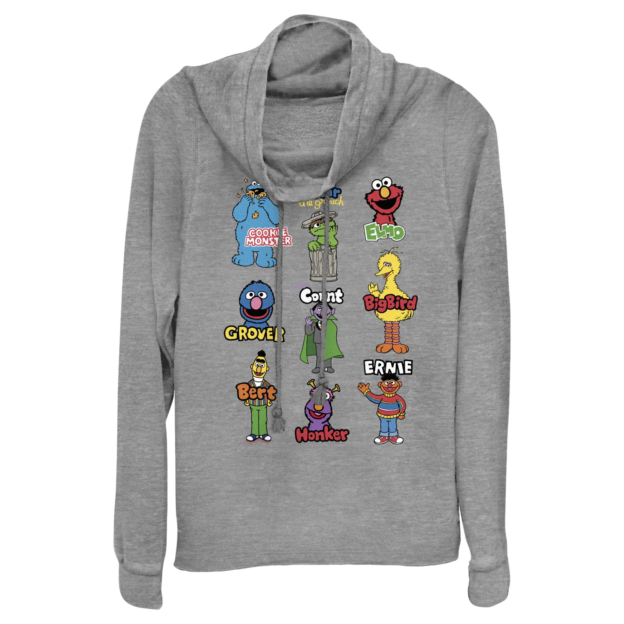 Junior's Sesame Street Character Introductions Cowl Neck Sweatshirt ...
