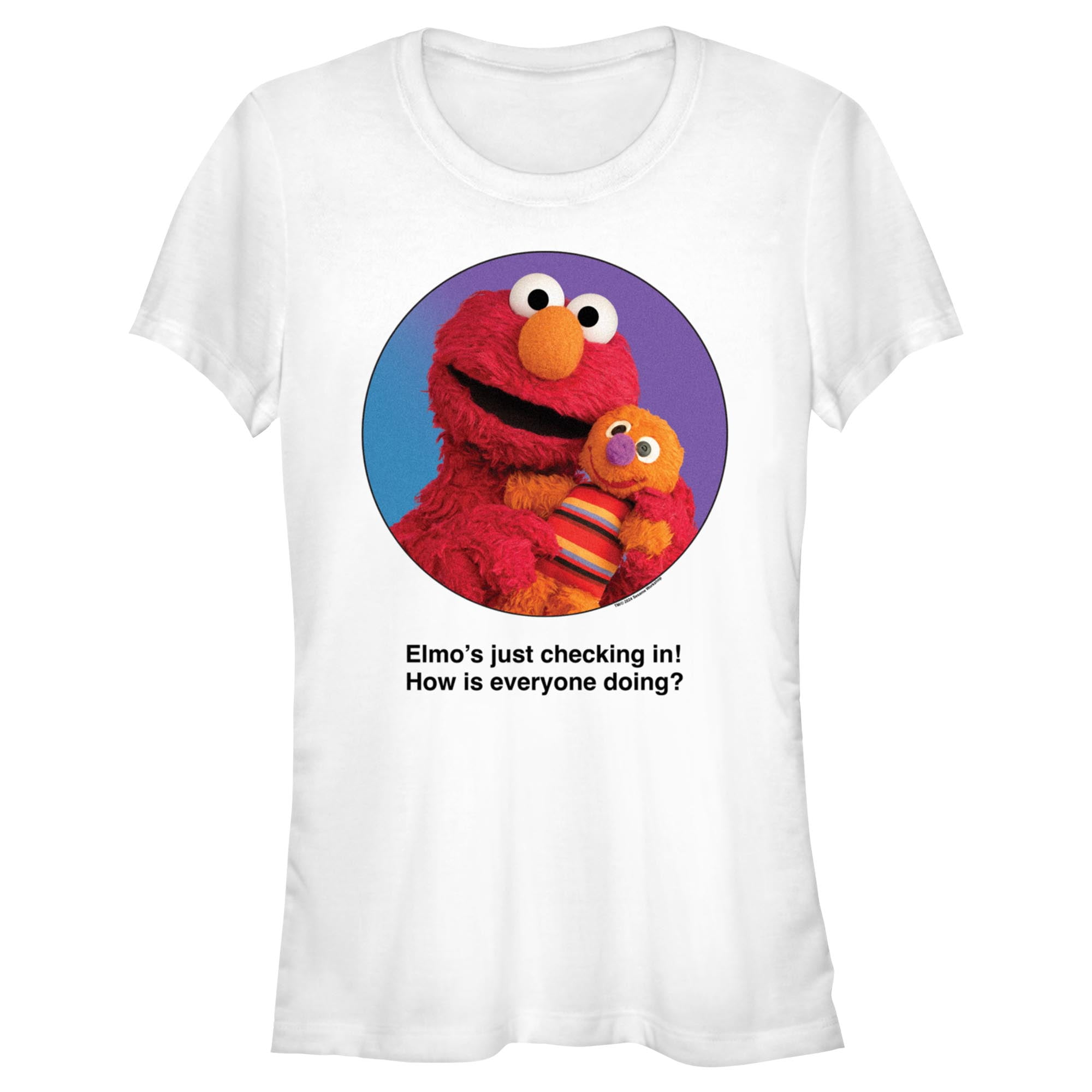 Junior's Sesame Street Elmo Portrait Checking In Graphic T-Shirt ...