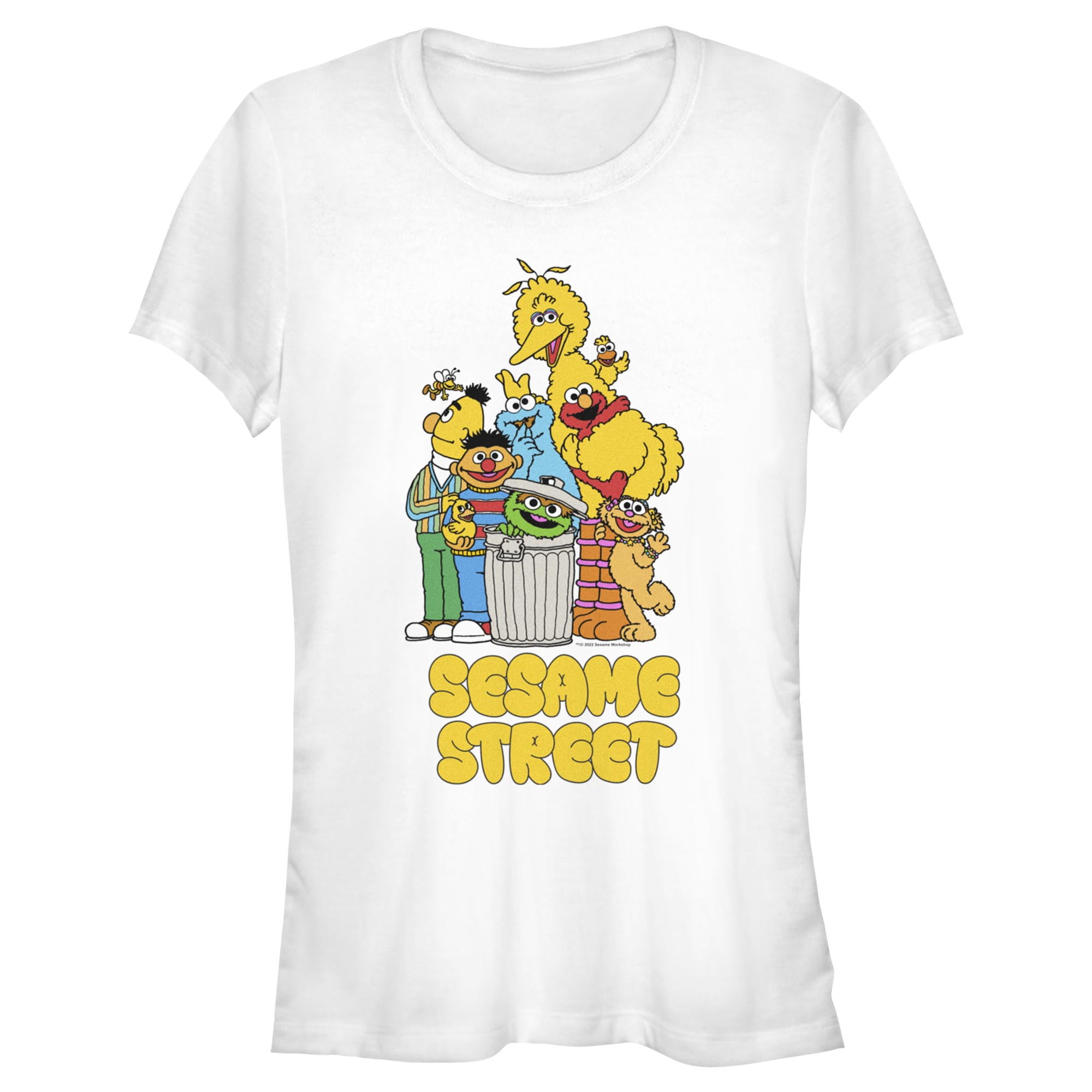 Junior's Sesame Street Graffiti Logo Group Shot Graphic T-Shirt ...