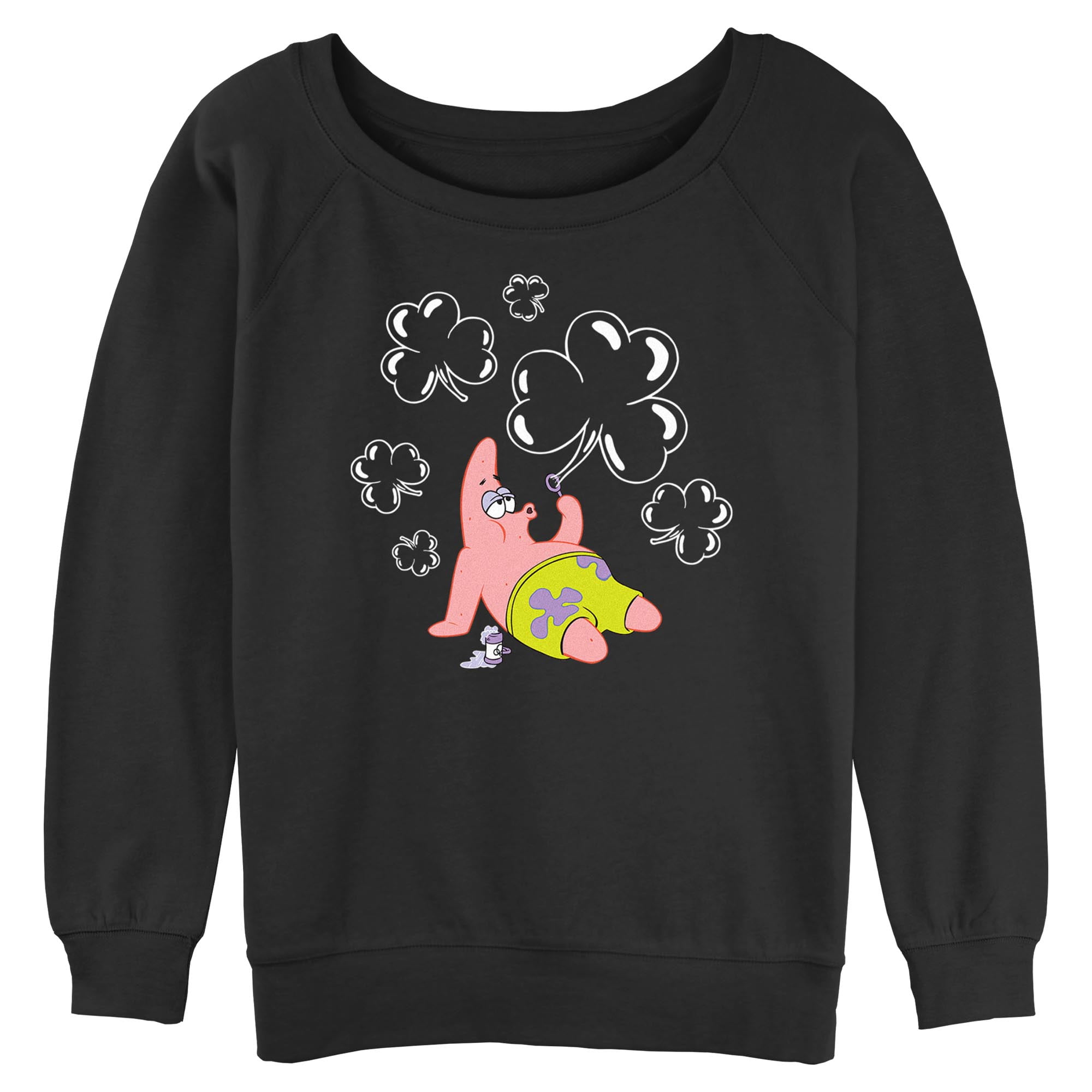 Junior's SpongeBob SquarePants Patrick Star Shamrock Bubbles Sweatshirt - Walmart.com