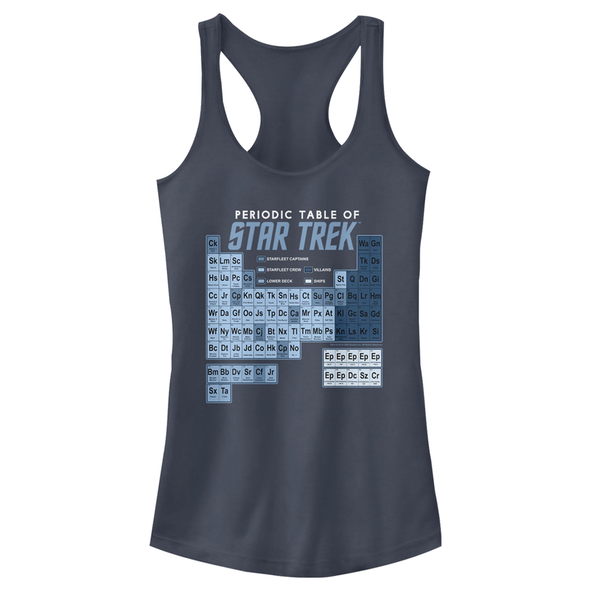 Junior's Star Trek Periodic Table Of Starfleet Racerback Tank Top ...