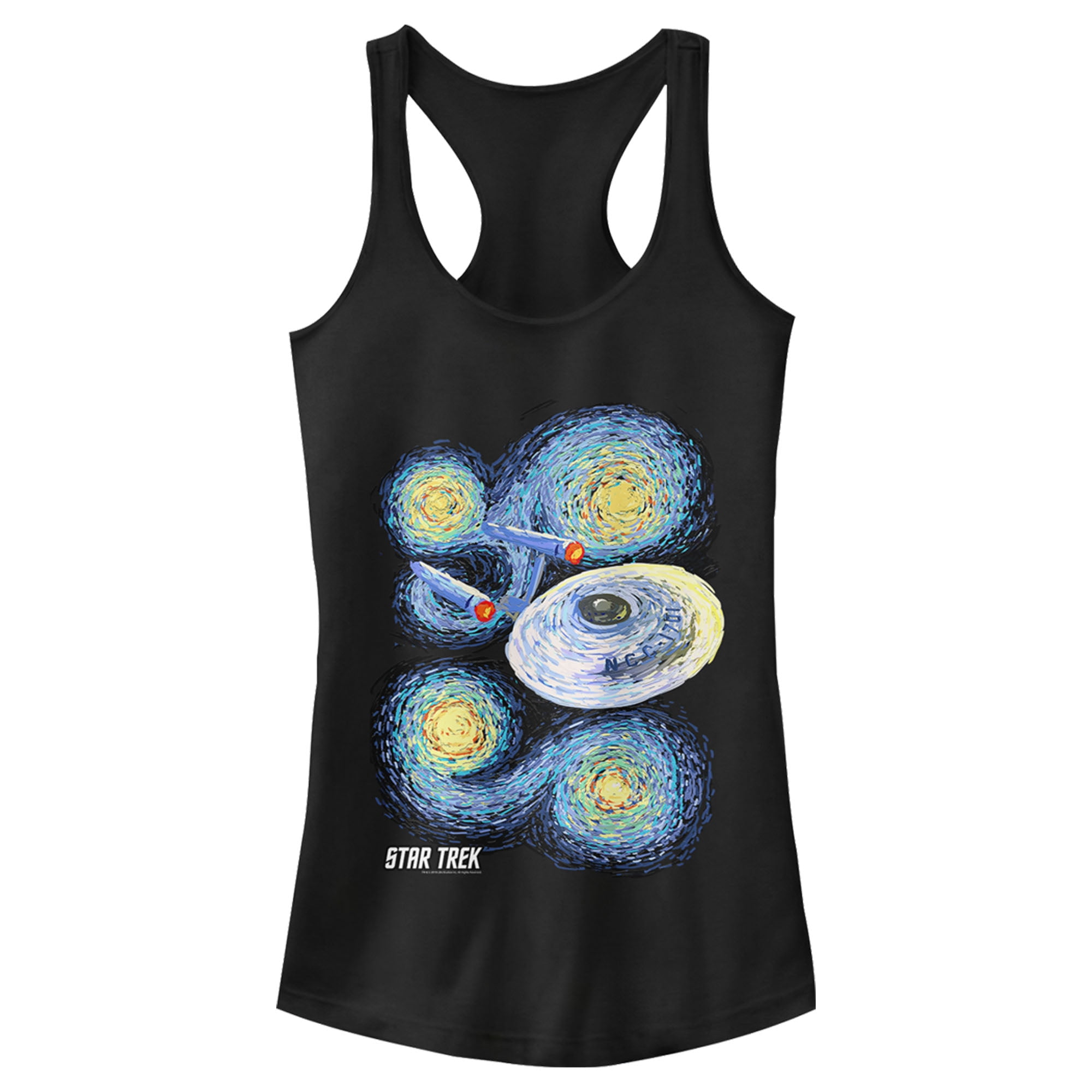 Junior's Star Trek Starry Night USS Enterprise Racerback Tank Top Black ...