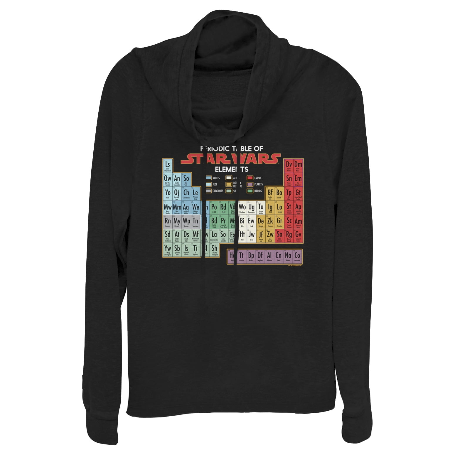 Junior's Star Wars Periodic Table of Elements Cowl Neck Sweatshirt ...