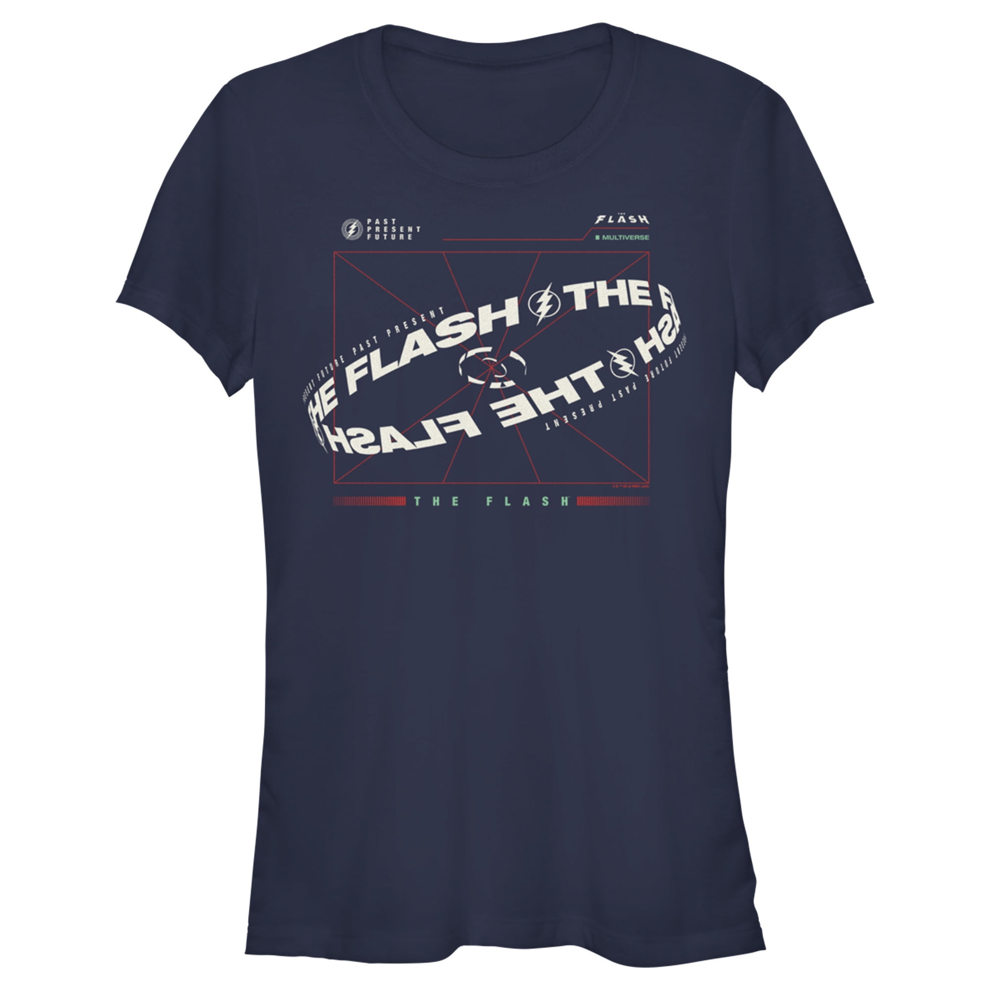 Junior's The Flash Multiverse Curved Logo Graphic Tee Navy Blue 2X ...