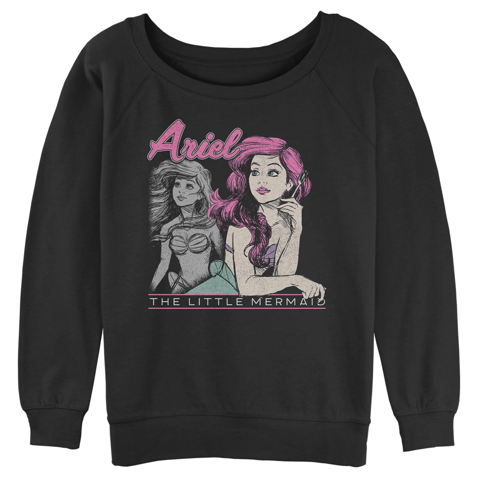 Junior's The Little Mermaid 90s Ariel Poster Sweatshirt Black Medium ...