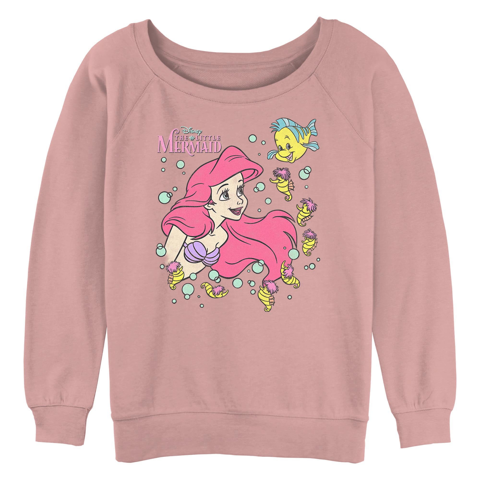Junior's The Little Mermaid Ariel and Flounder Seahorses Sweatshirt ...