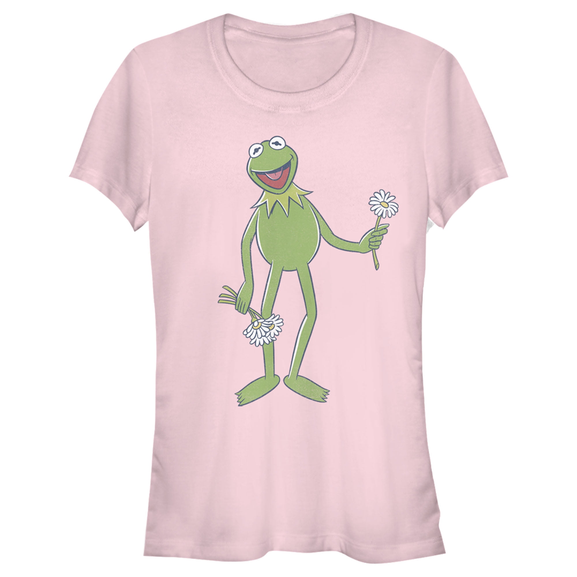 Junior's The Muppets Kermit Flower Bouquet Graphic Tee Light Pink Small ...