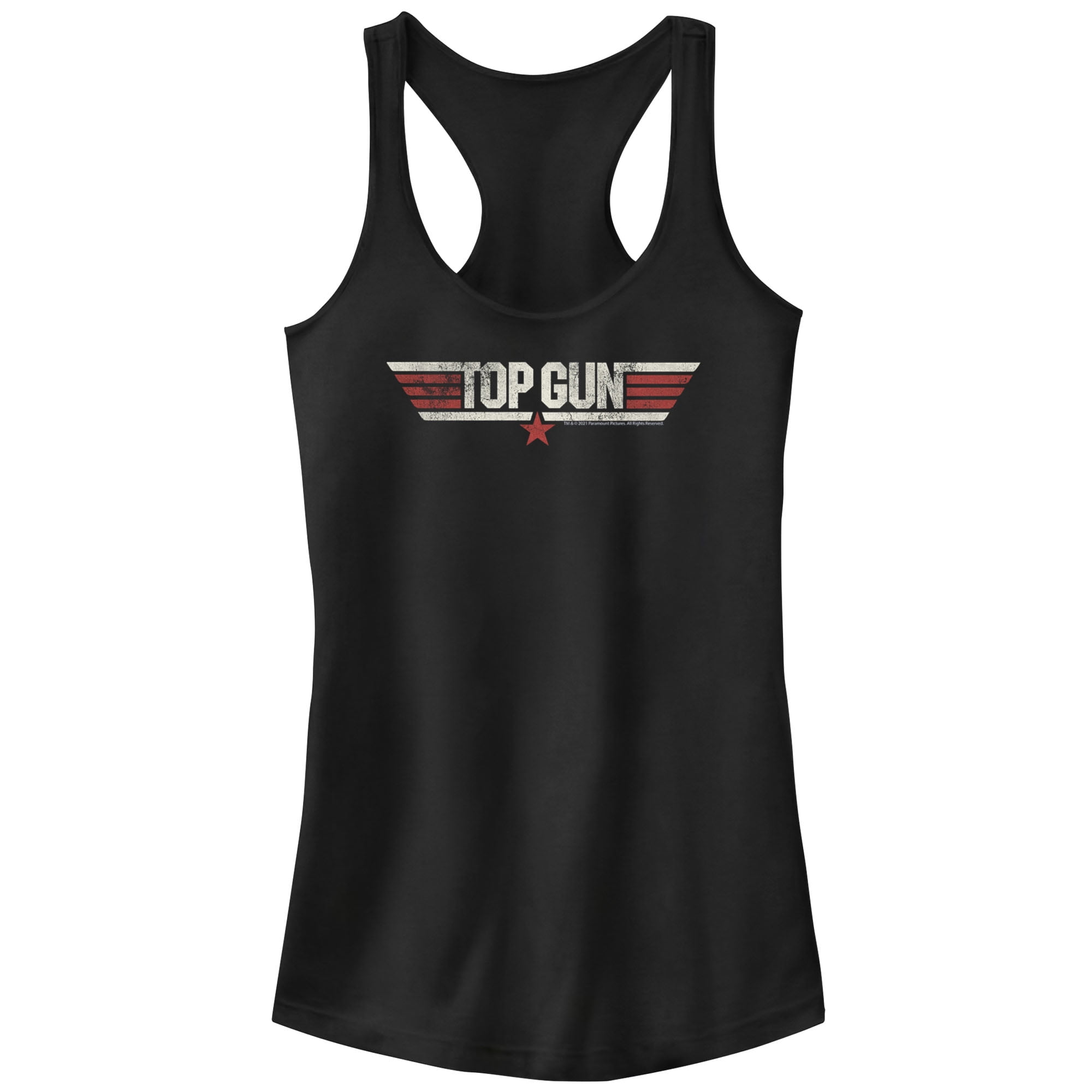 Junior's Top Gun Distressed Movie Logo Racerback Tank Top - Walmart.com