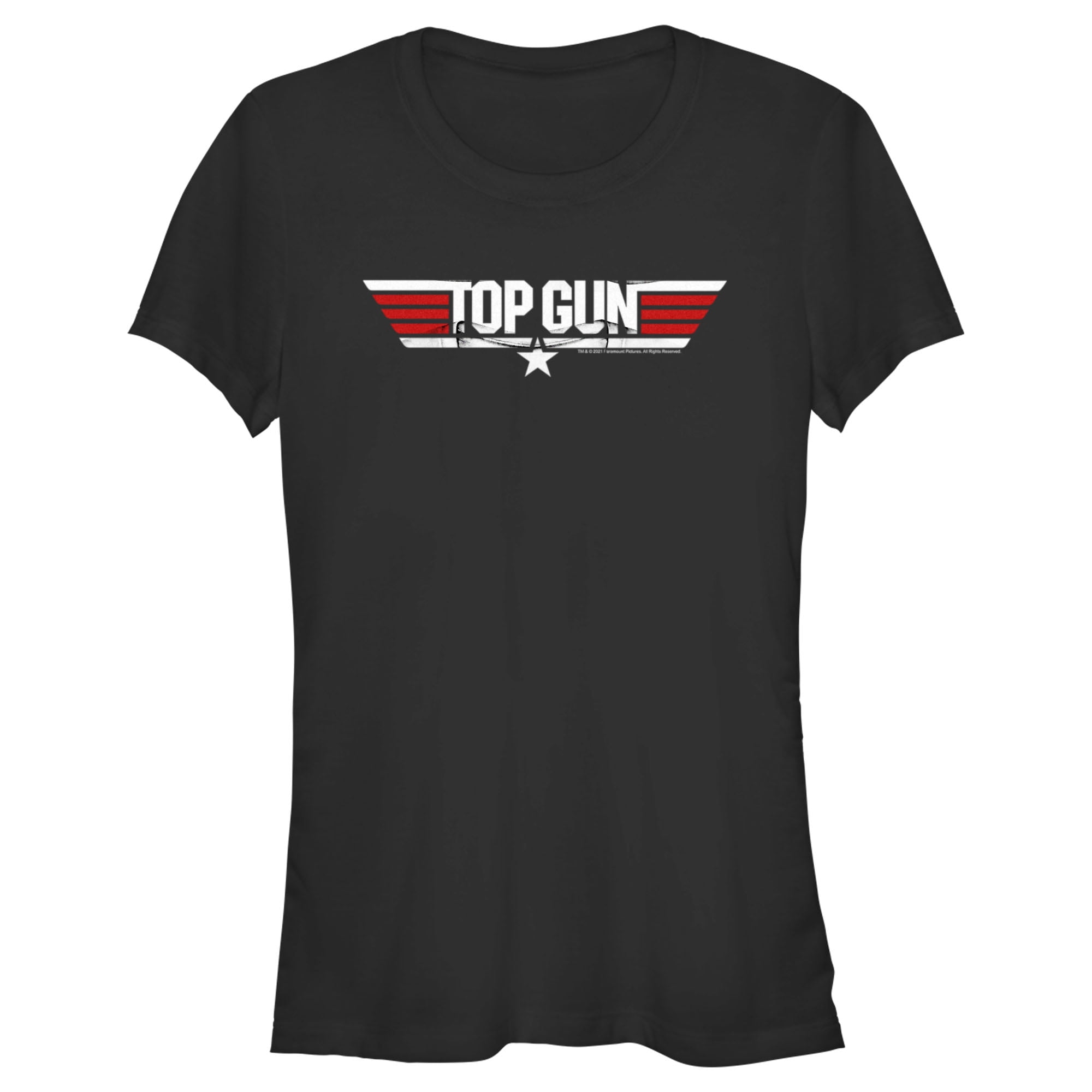 Junior's Top Gun Red and White Movie Logo Graphic T-Shirt - Walmart.com