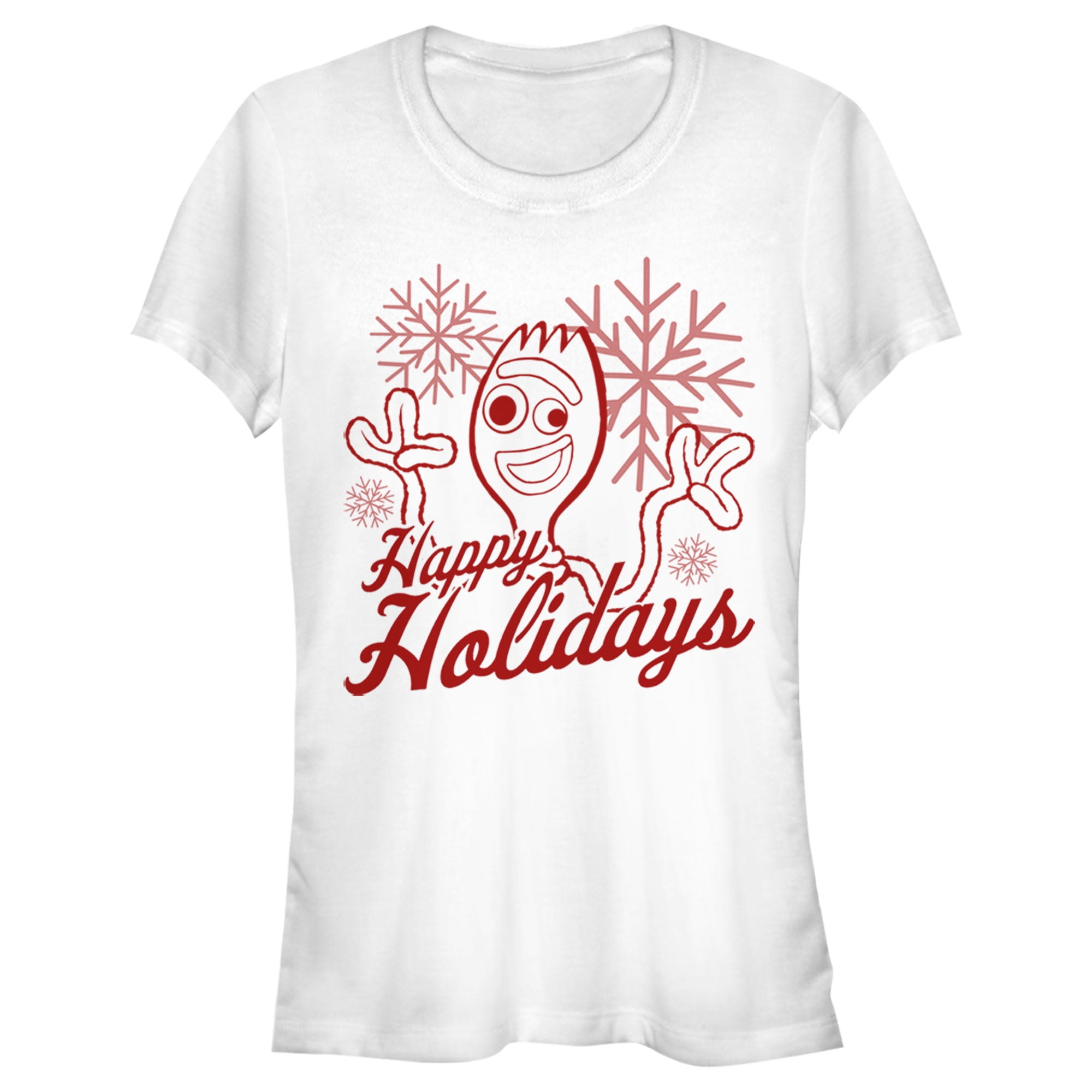 Junior's Toy Story Forky Happy Holidays Graphic Tee White Large ...