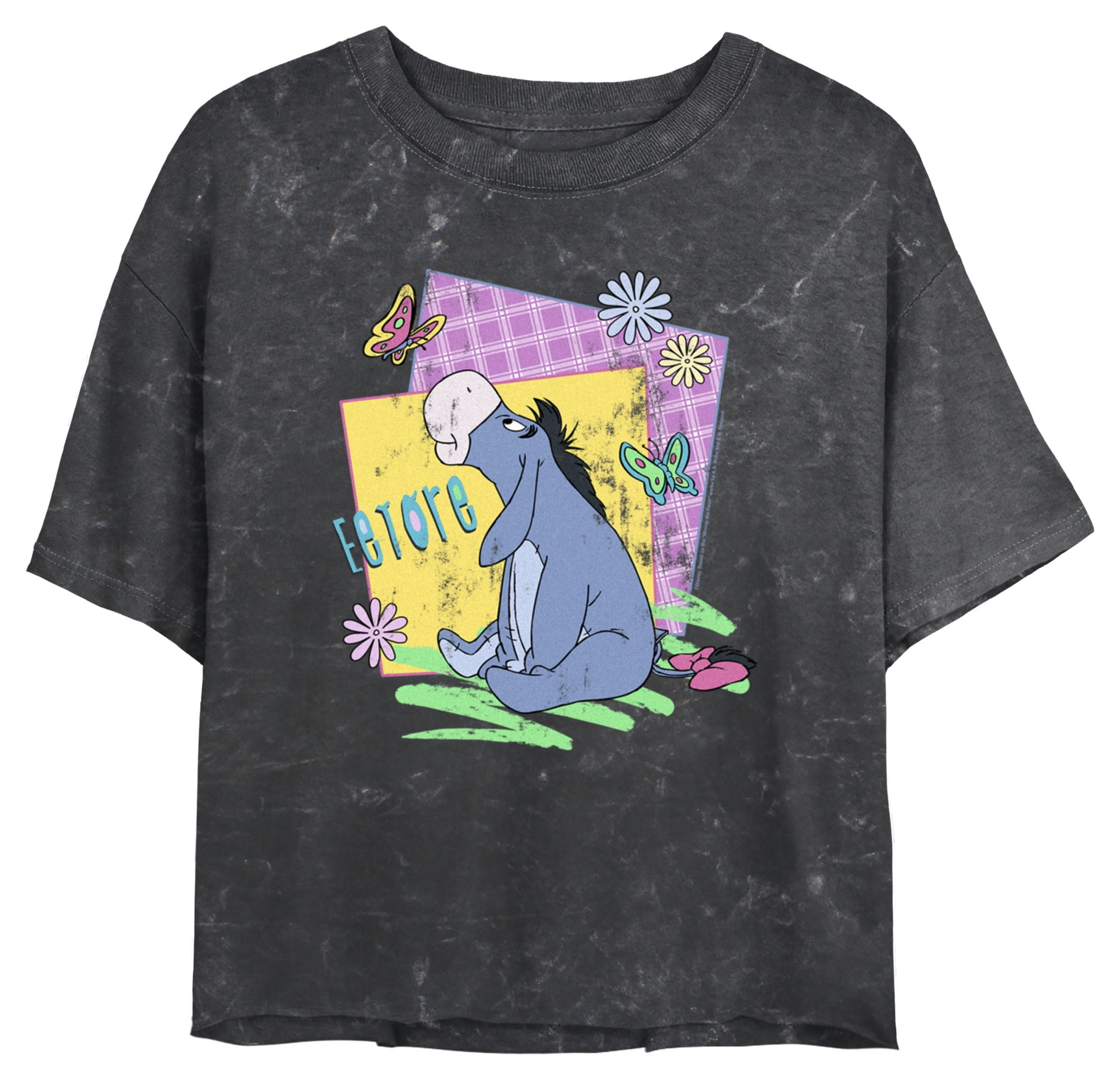 Junior's Winnie the Pooh Retro Spring Eeyore Crop Graphic Tee Black ...