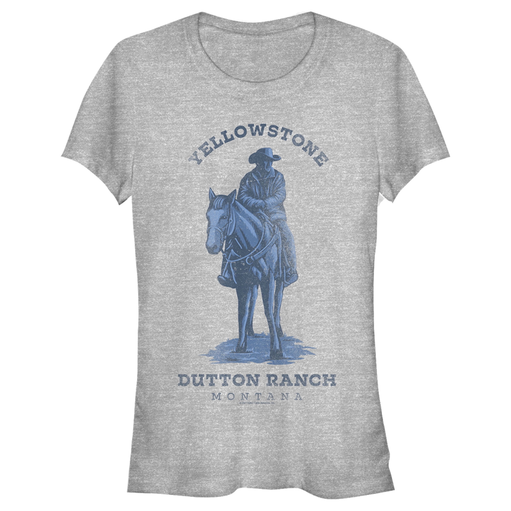 Junior's Yellowstone Blue Realistic John Dutton Riding Horse Graphic T ...