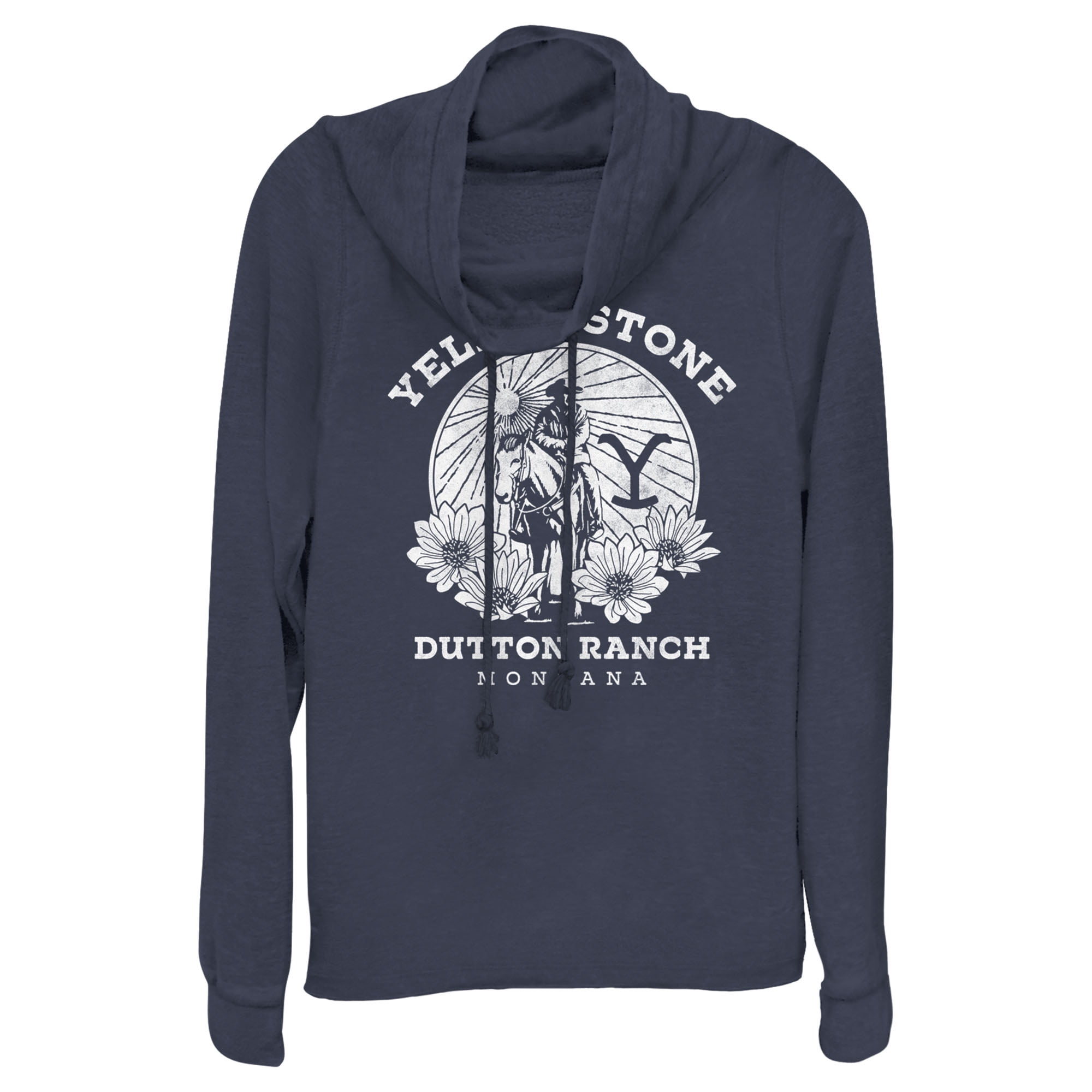 Junior's Yellowstone Dutton Ranch Montana White Illustration Cowl Neck ...