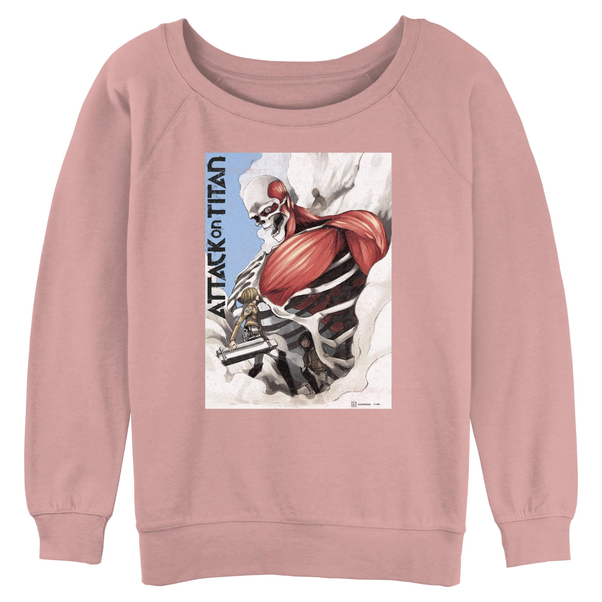 Juniors Attack on Titan Colossus Titan Smoke Sweatshirt - Walmart.com