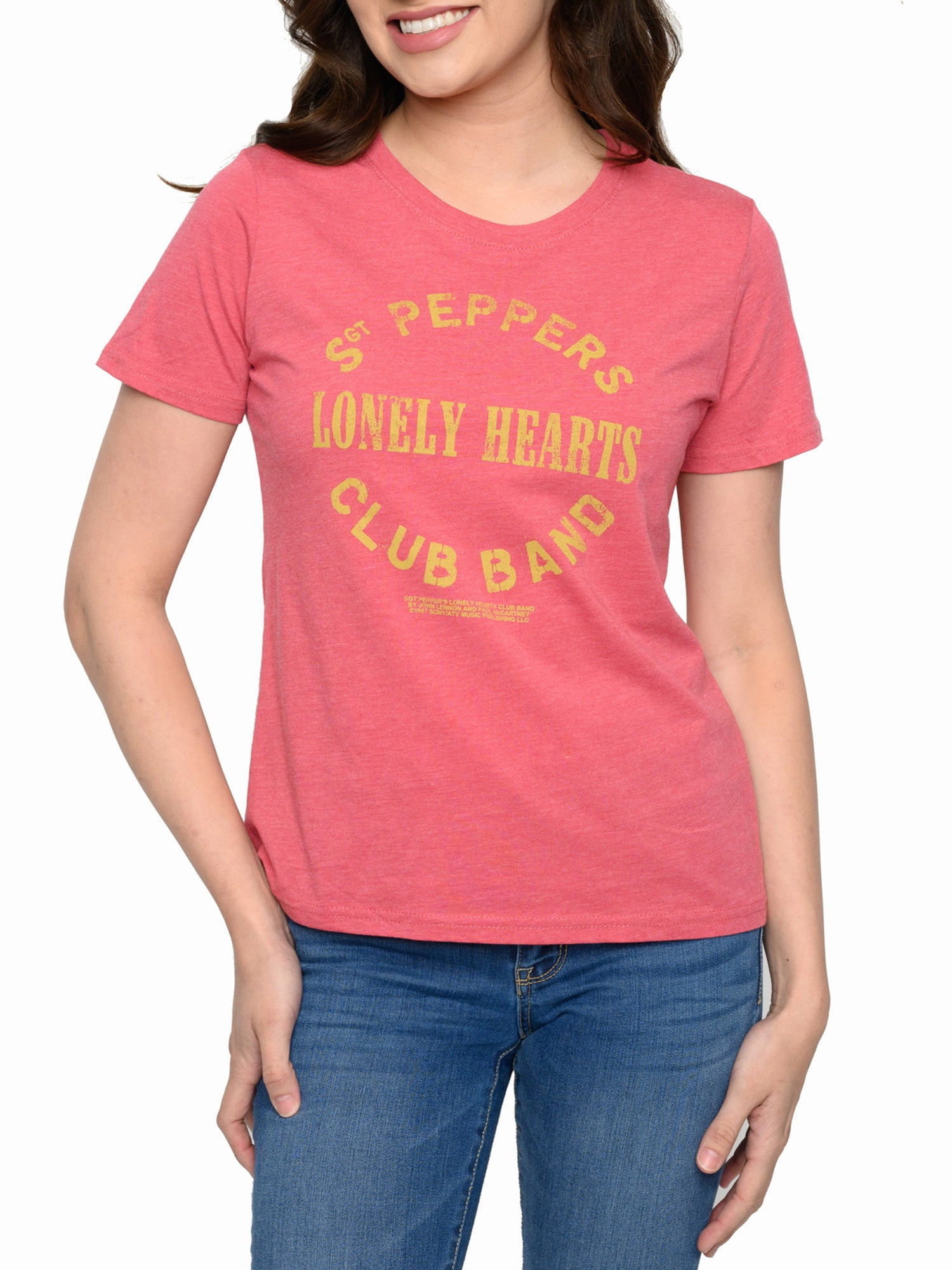Juniors Beatles Sgt Peppers Club Band Lonely Hearts T-Shirt Heather Red ...