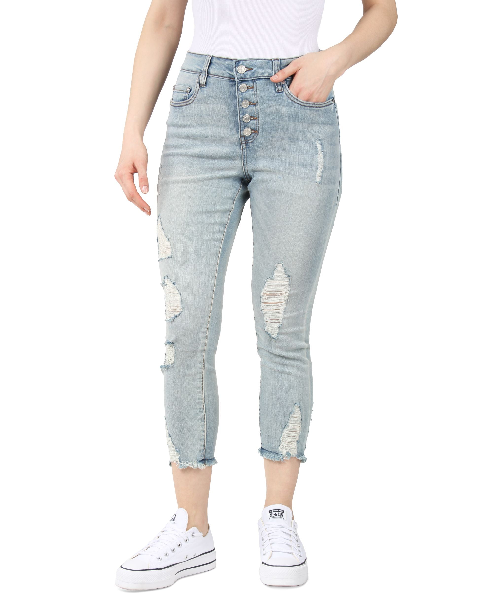 No Boundaries Double Button Cropped Shaping Jeans, 29 No Boundaries Double Button Cropped Shaping Jeans, 29