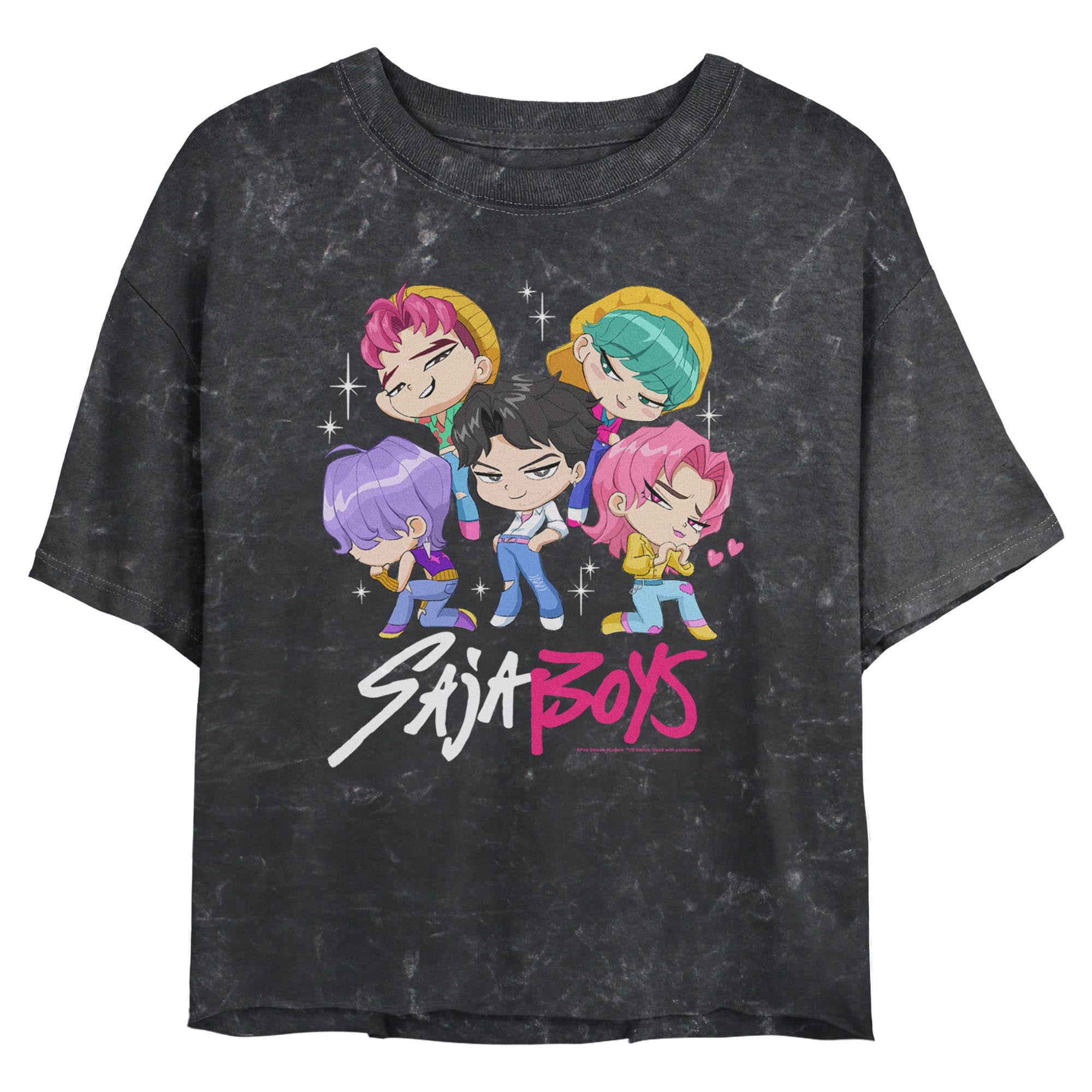 Juniors KPop Demon Hunters Cute Saja Boys Chibi Group Cropped T-Shirt ...