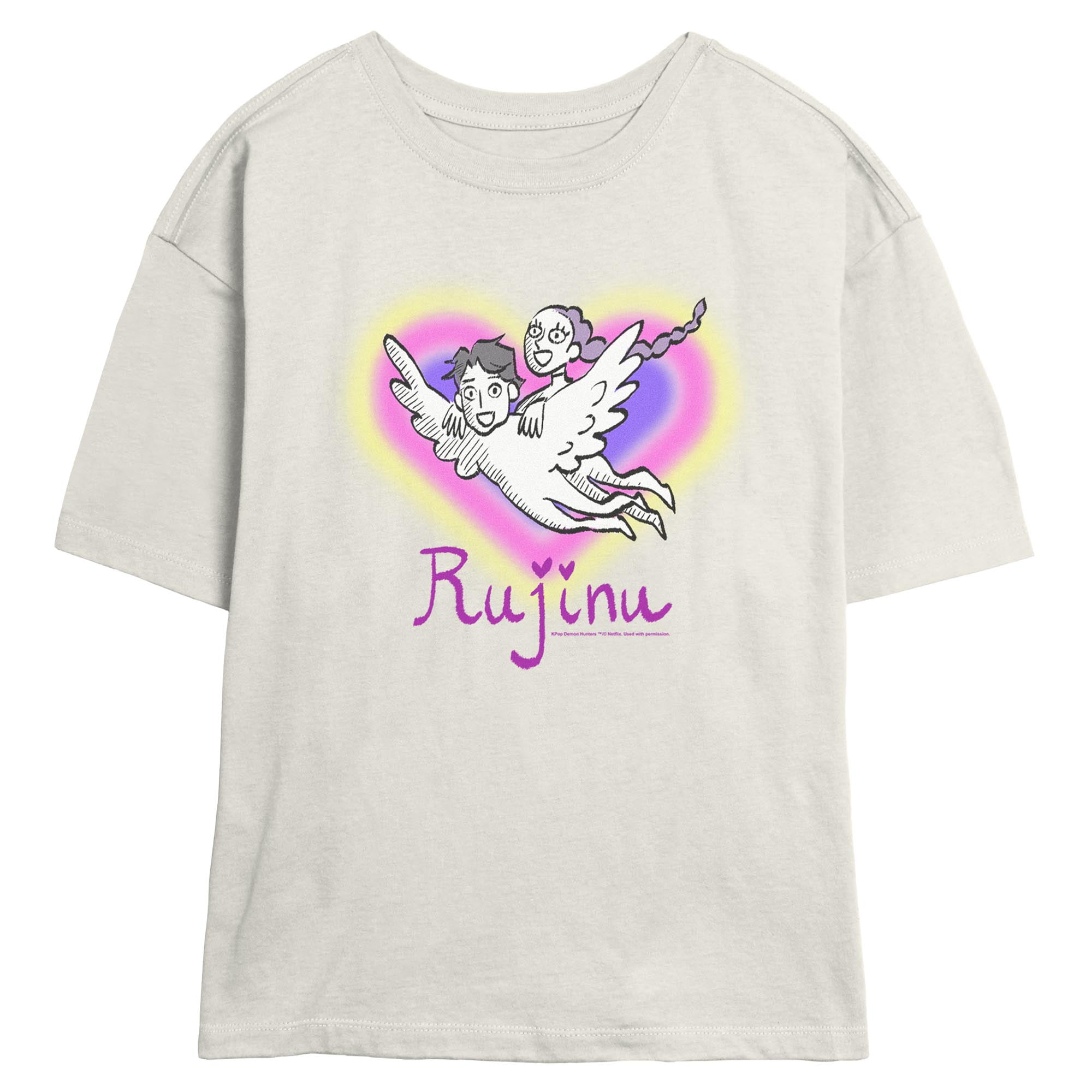 Juniors KPop Demon Hunters Fan Art Rujinu Heart T Shirt - Walmart.com
