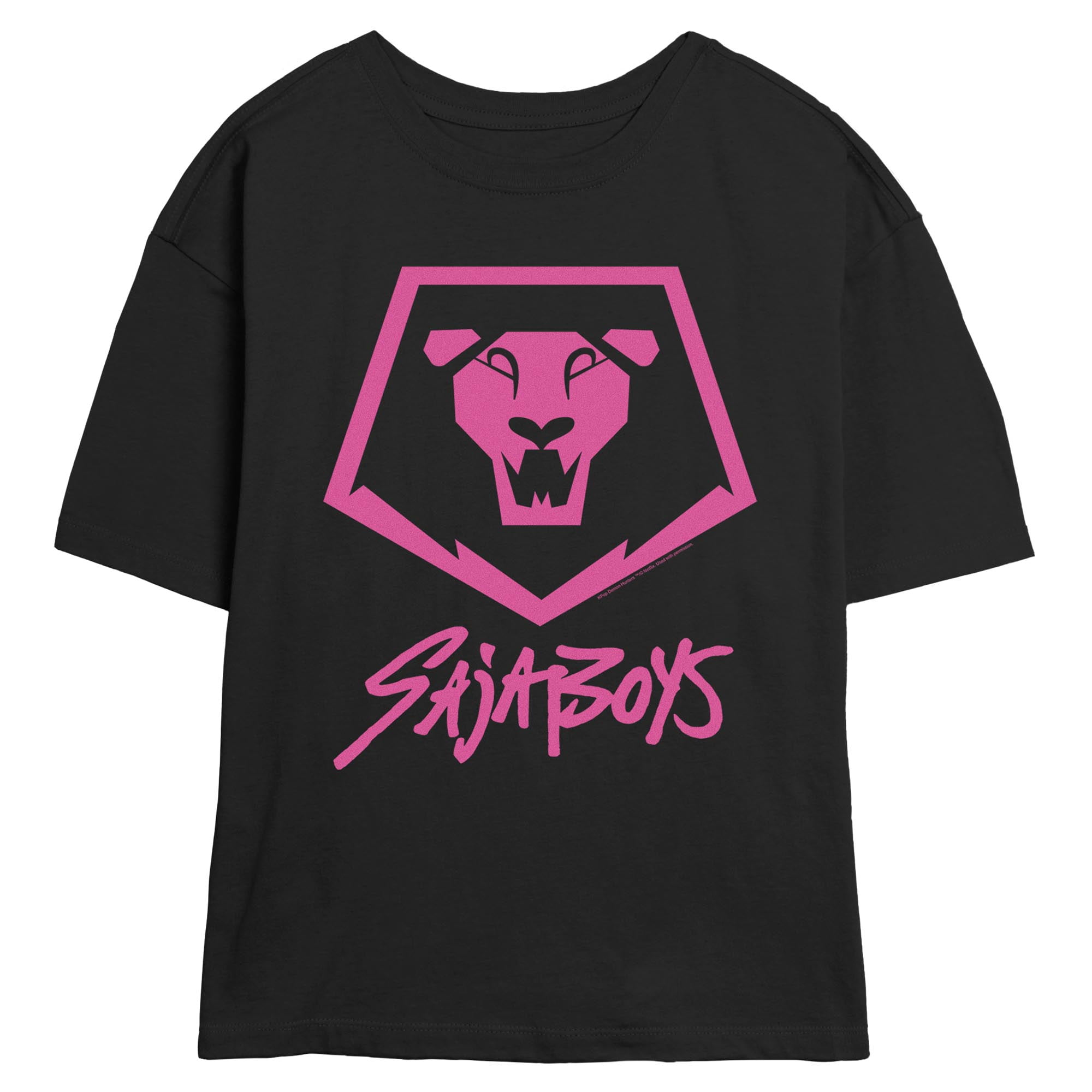 Juniors KPop Demon Hunters Saja Boys Pink Lion Logo T Shirt - Walmart.com