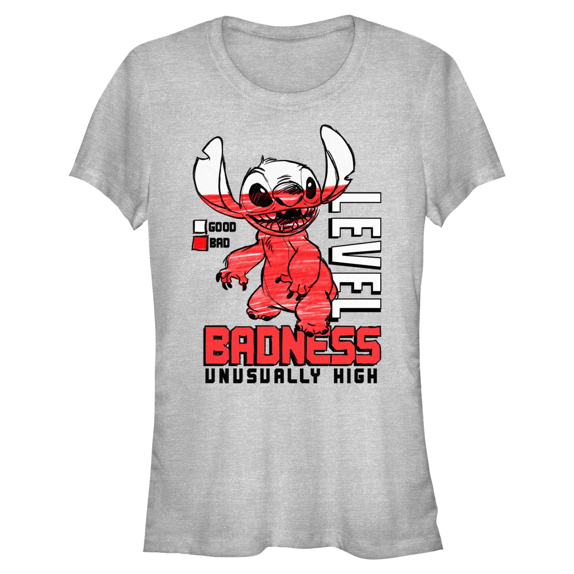 Juniors Lilo & Stitch Badness Level Unusually High T Shirt - Walmart.com