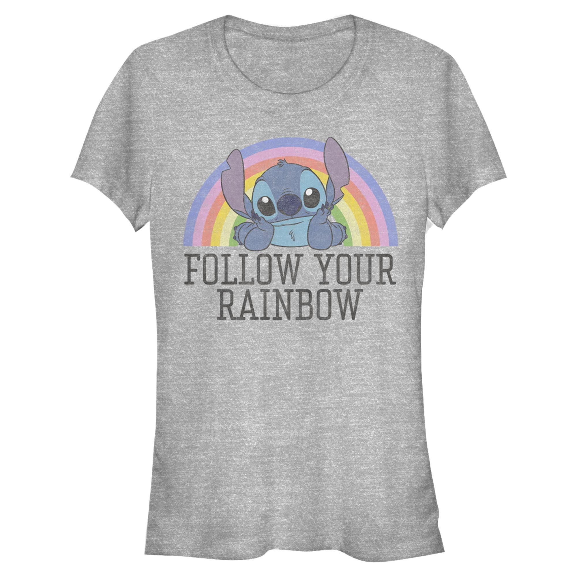 Juniors Lilo & Stitch Follow Your Rainbow T Shirt - Walmart.com