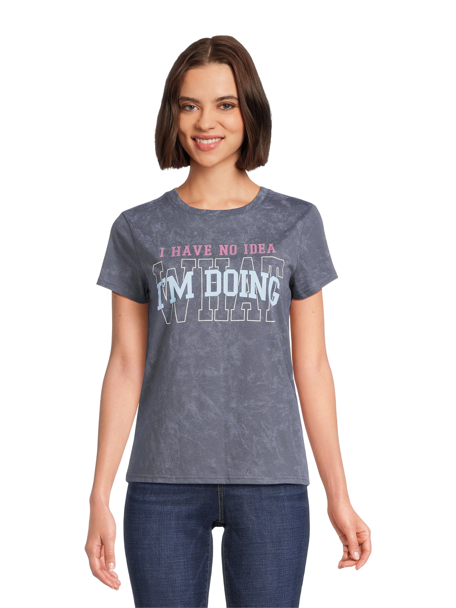 LICENSE Juniors No Idea What I’m Doing Graphic T-Shirt XS-XXXL Cotton Blend Casual - Walmart.com