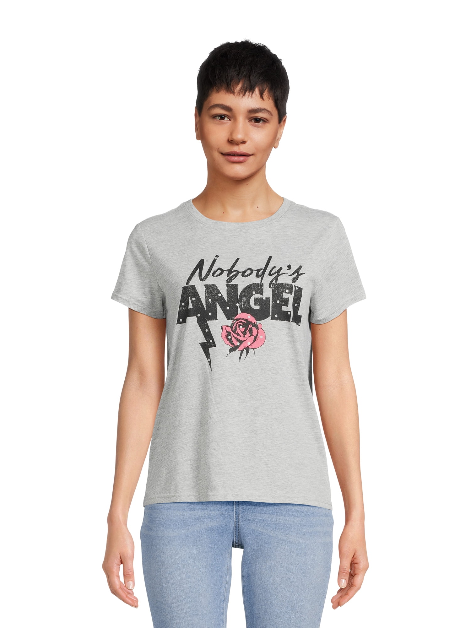 Nobodys Angel Graphic Print T-Shirt - Festival Fashion Tee - Walmart.com