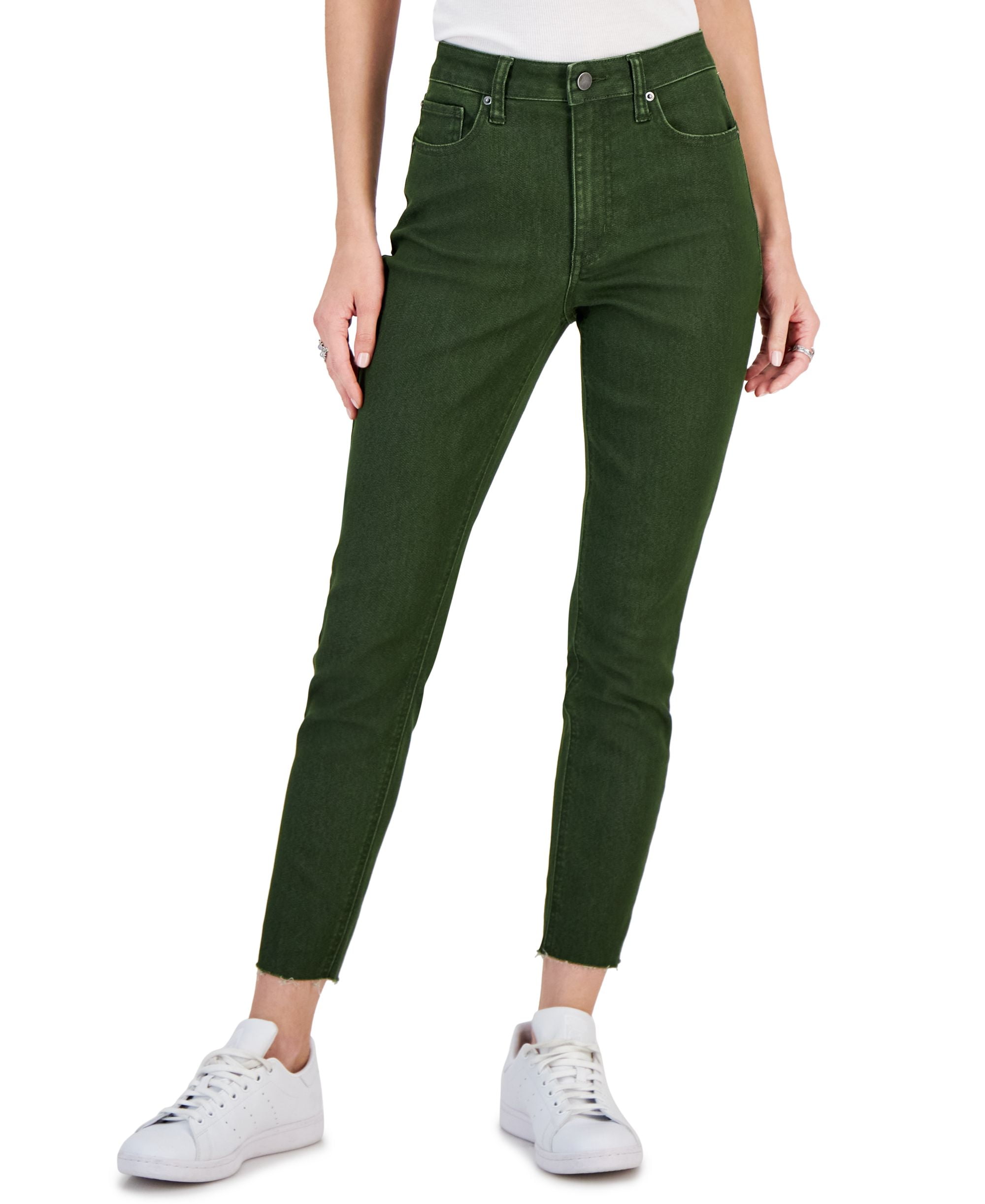 Juniors' Perfect Lift Cut-Hem Skinny Denim Jeans Olive 9 - Walmart.com