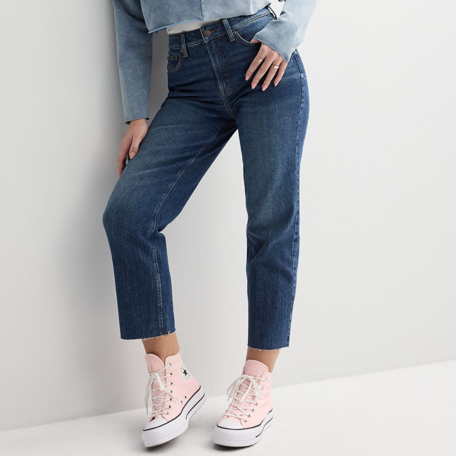 Juniors' SO® High-Rise Curvy Slim Straight Crop Jeans Color: Dark Size ...