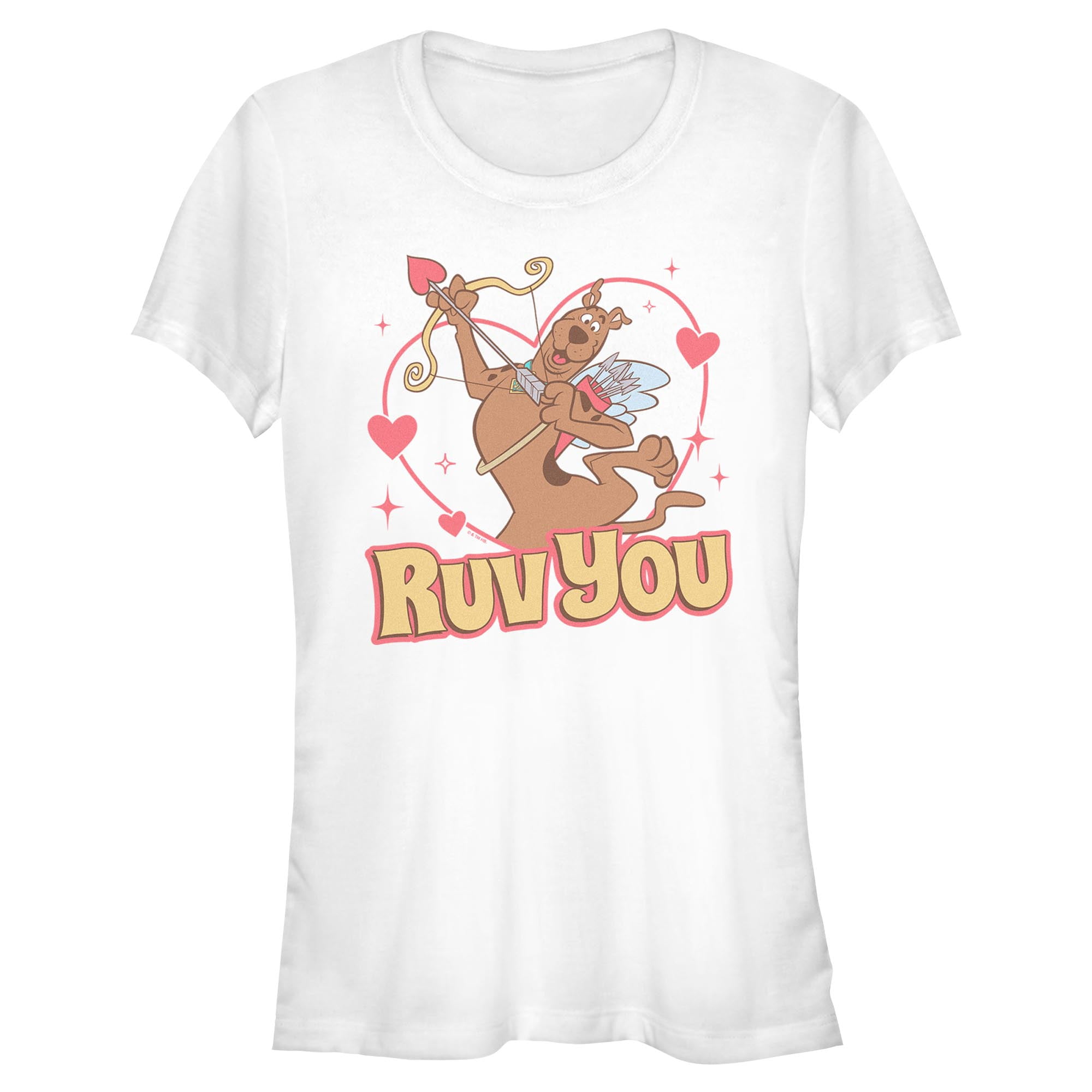 Juniors Scooby Doo I Ruv You Hearts T Shirt - Walmart.com