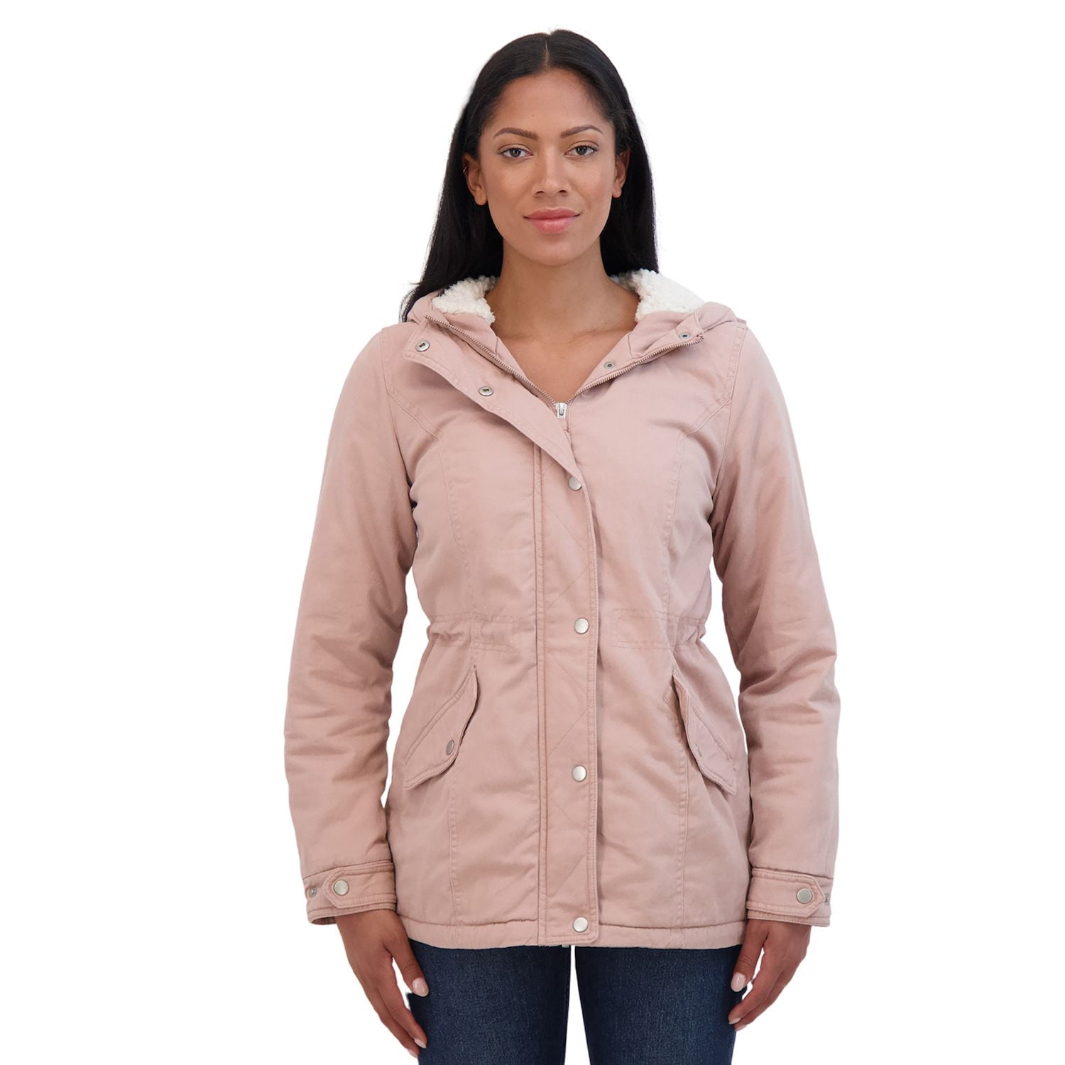 Juniors' Sebby Cozy Lined Twill Hooded Anorak Coat Color: Blush Size ...