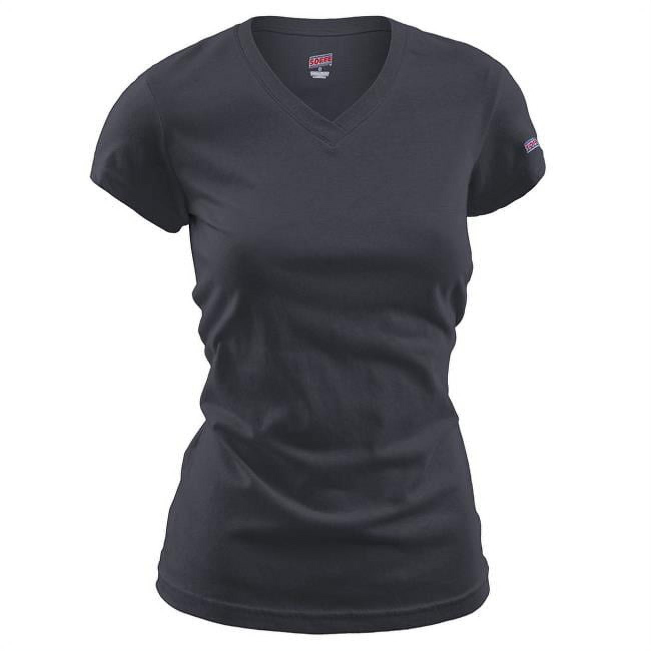 Juniors Short Sleeve V-Neck Tissue Tee T-Shirts, Black - Extra Small ...