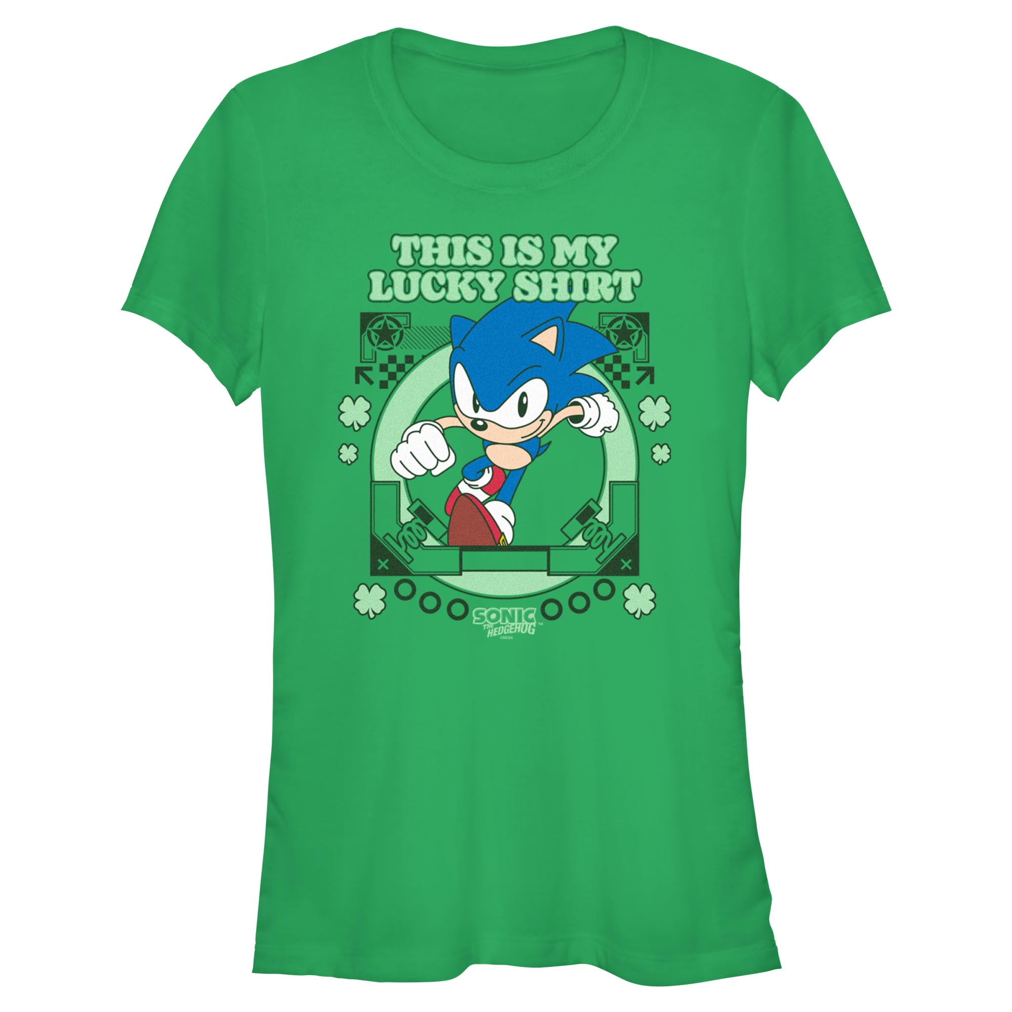Juniors Sonic the Hedgehog My Lucky Clover Sonic T Shirt - Walmart.com
