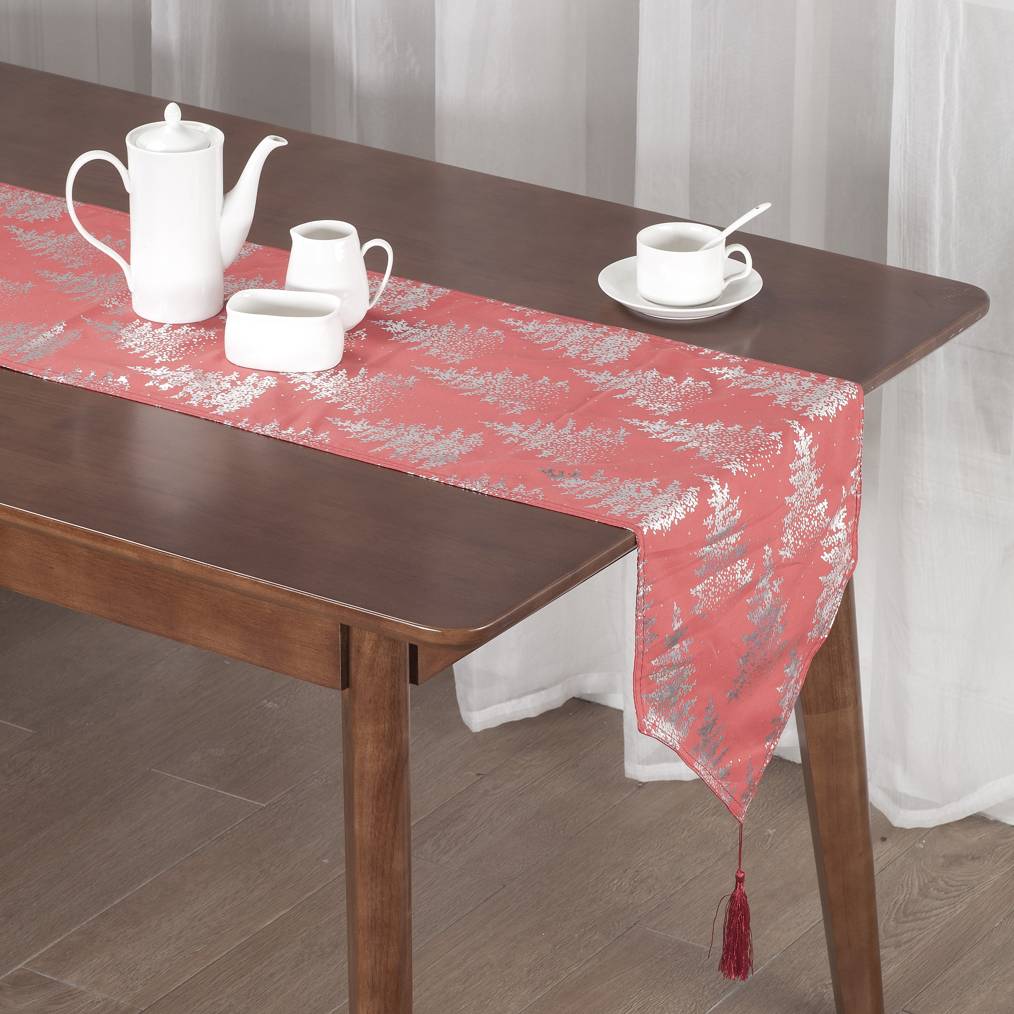 Juniper 13x72 Table Runner, Elegance for Every Occasion, Red/Silver ...