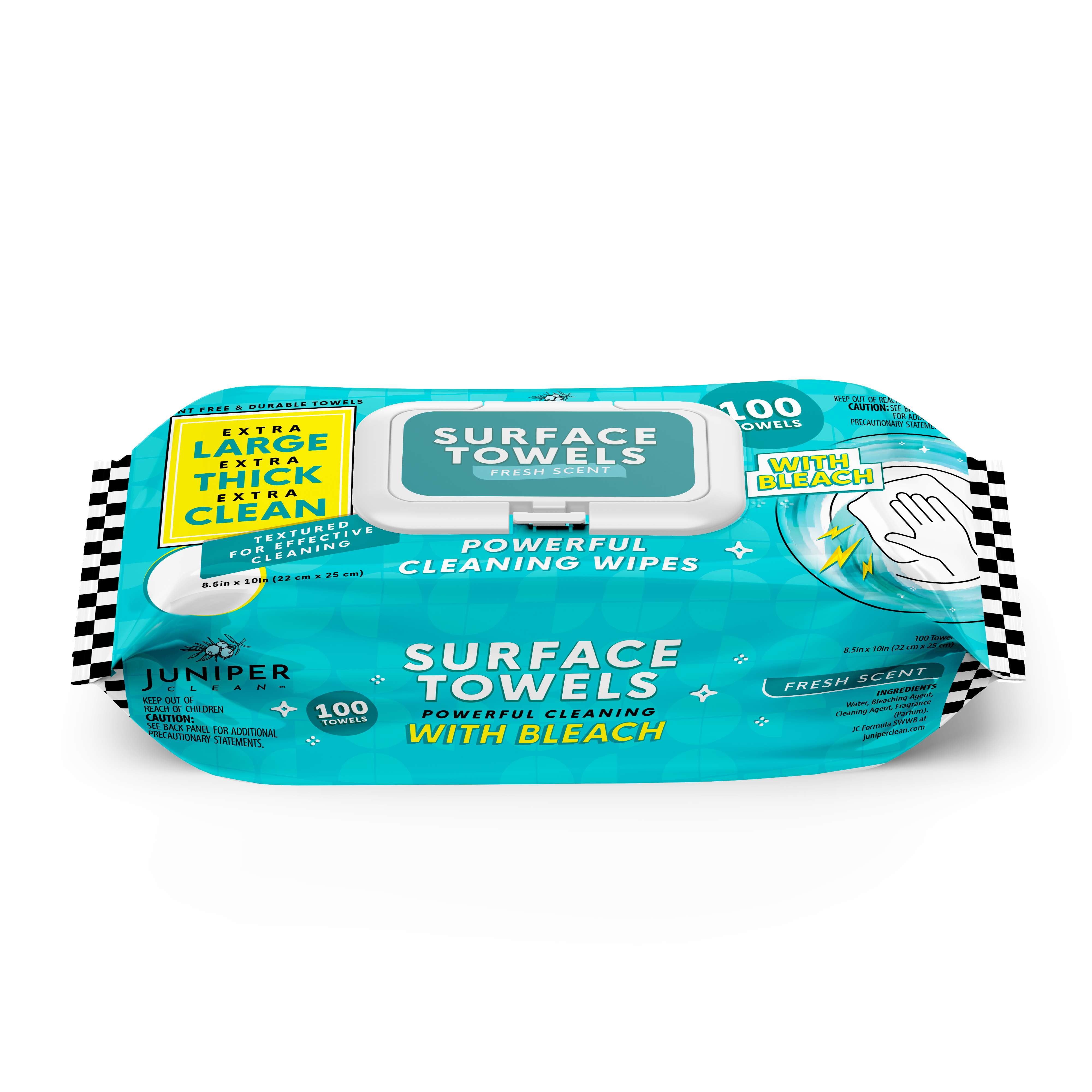 Juniper CLEAN 3 Packs Surface Cleaning Wipes Bleach Free, Thick & Large ...