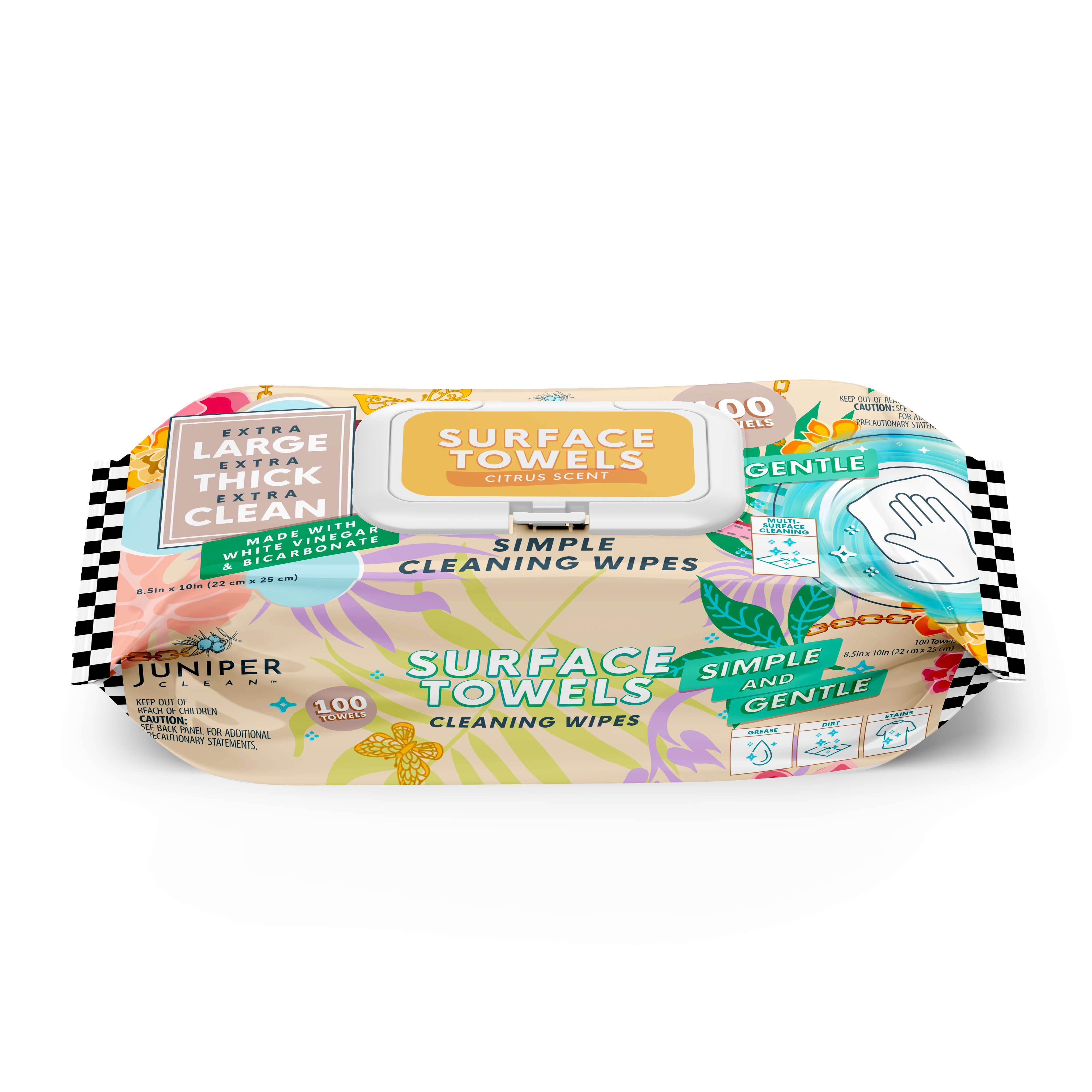 Juniper CLEAN Single Surface Cleaning Wipes Bleach Free, Thick & Large ...