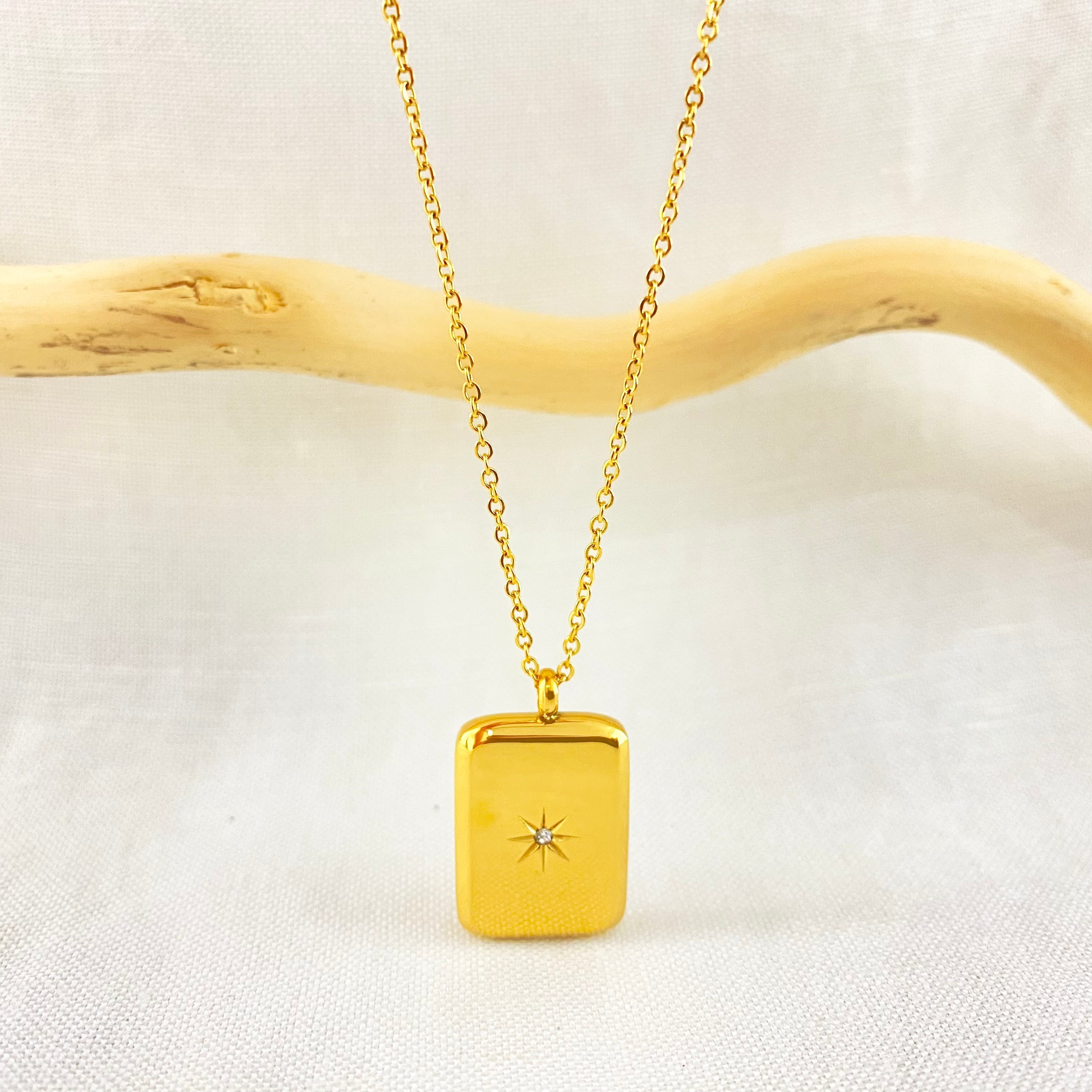 Juniper Treasures Candy 18K Yellow Gold Plated Stainless Steel Square ...