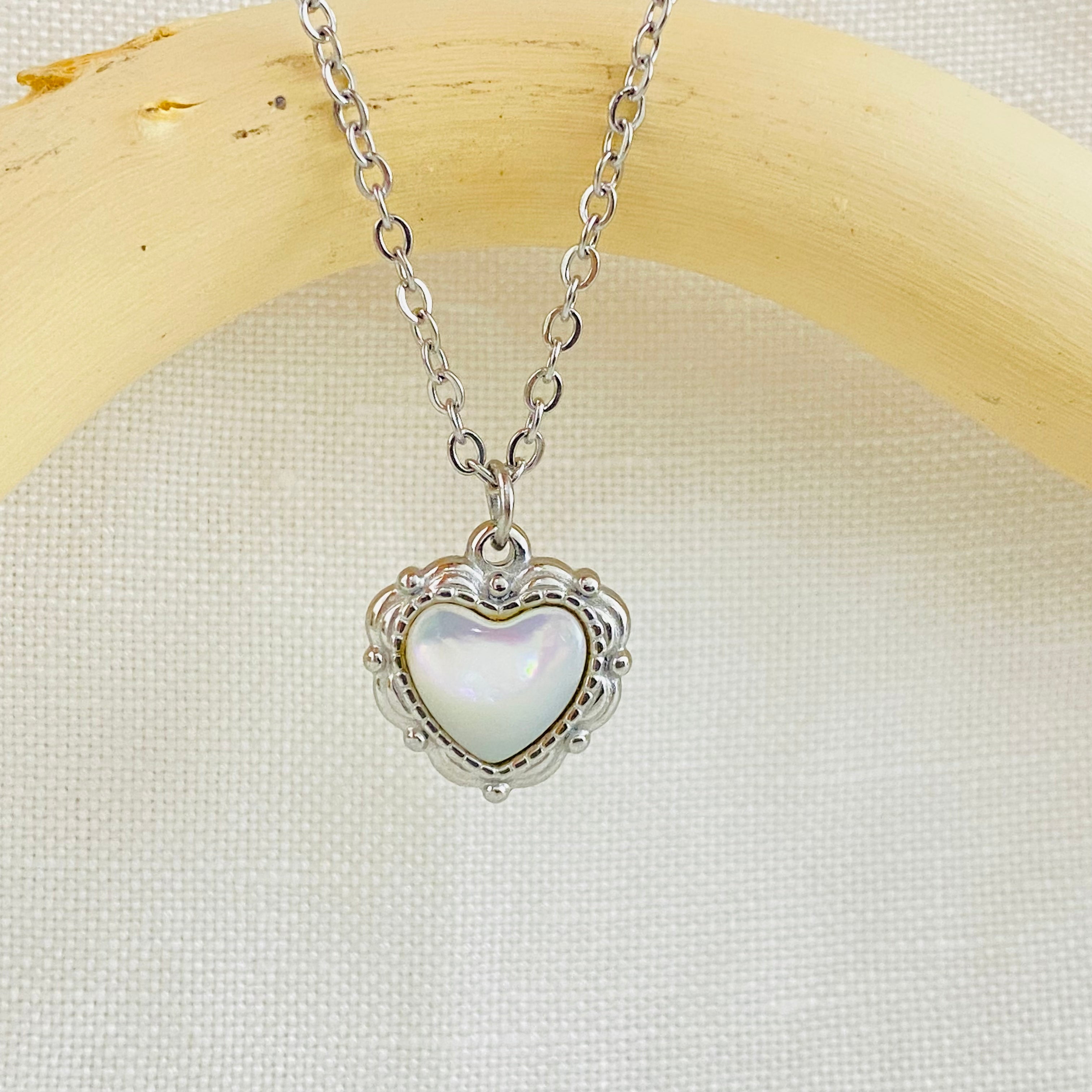 Juniper Treasures Mother of Pearl Shell Heart Reversible Silver ...