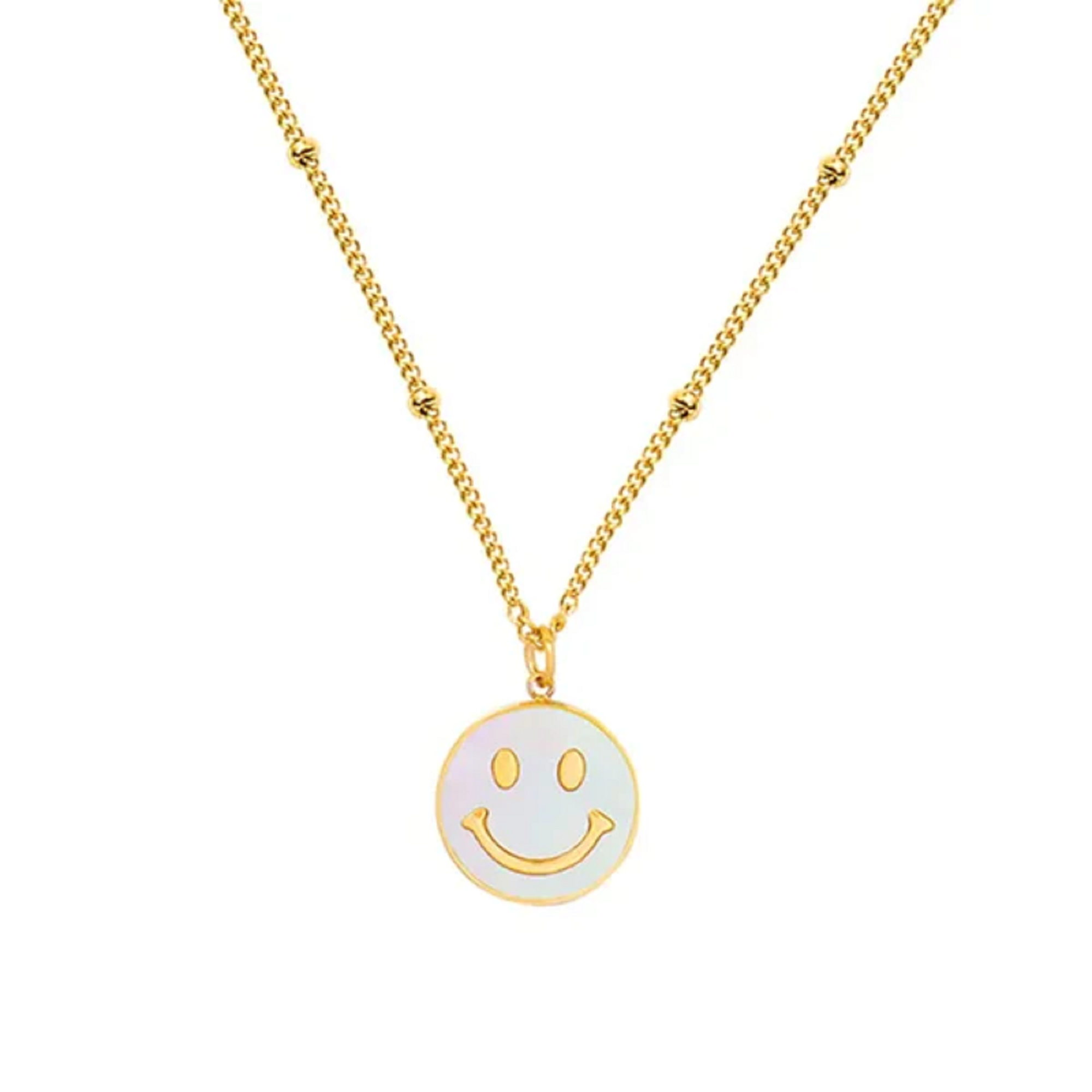 Juniper Treasures Smiley Face 18K Gold Plated Stainless Steel Necklace ...