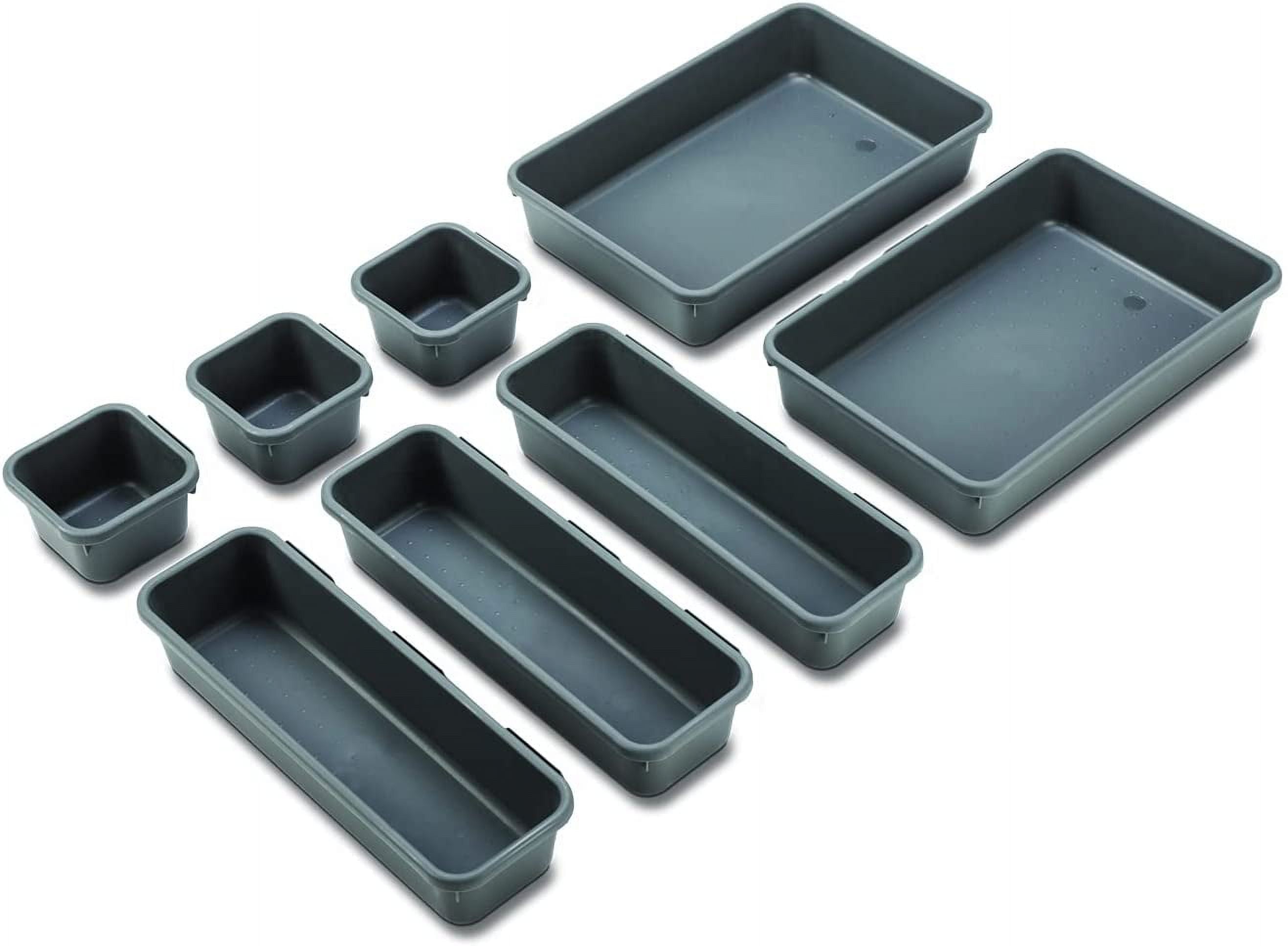 Junk Desk Drawer Organizer Trays - Set of 8 Modular Interlocking Drawer ...