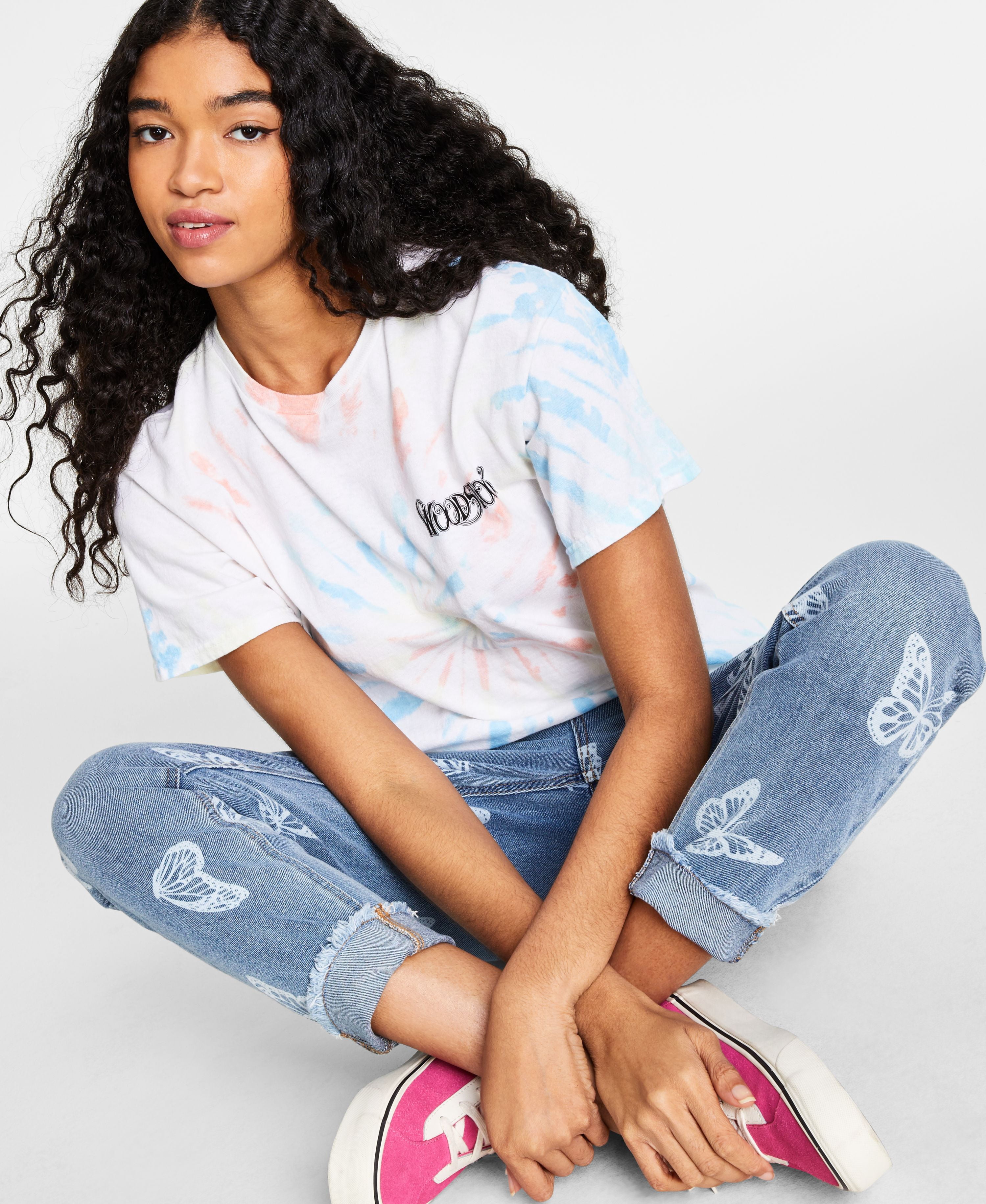 Junk Food Juniors Woodstock Peace Sign Graphic T-Shirt White Tie Dye XS ...