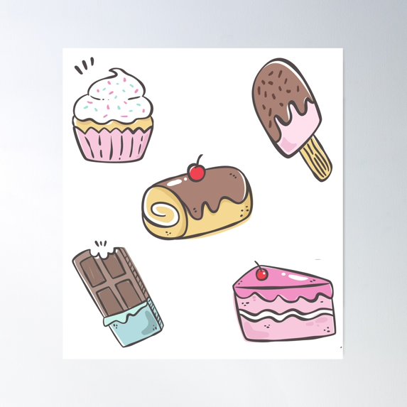 Junk Food Pack Poster Wall Art, Modern Wall Decor For Living Room ...