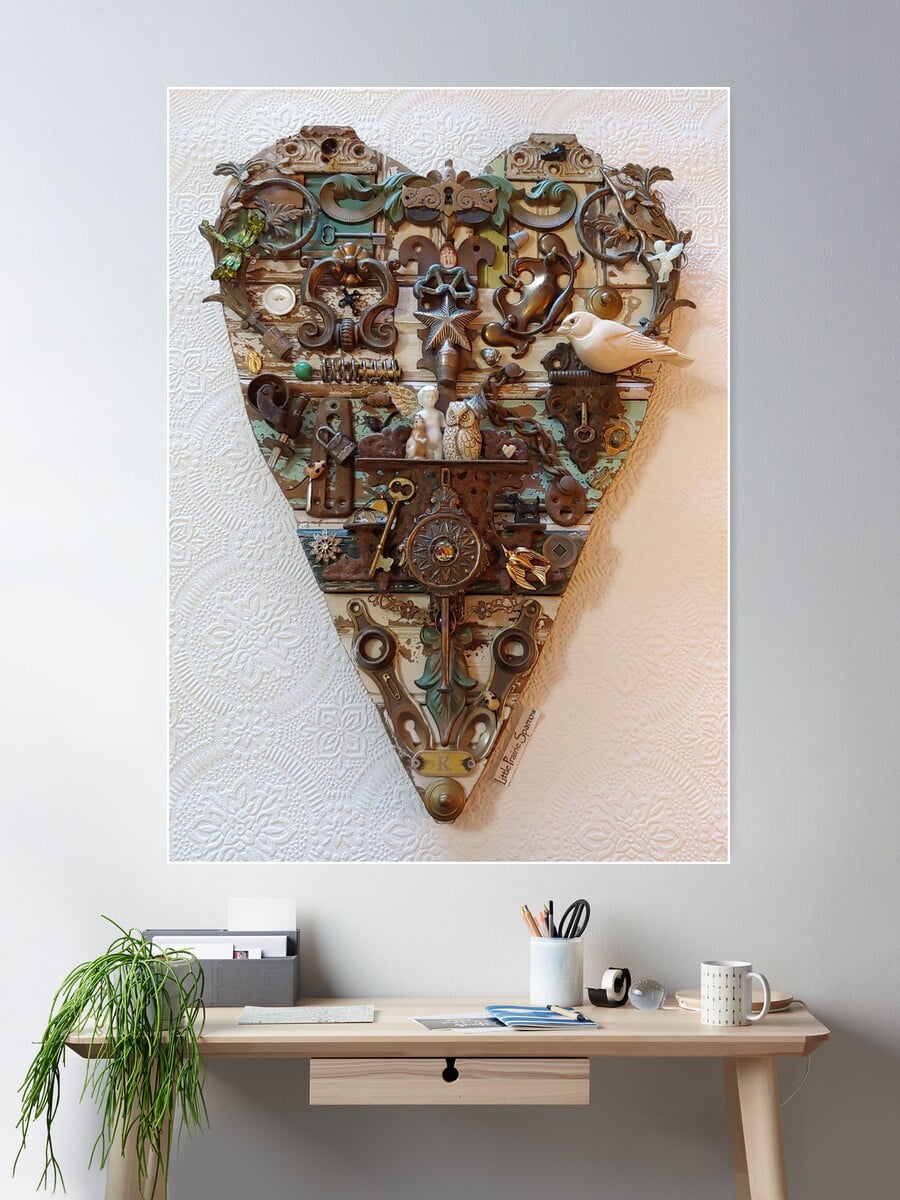 Junk Heart Love Poster Wall Art, Modern Wall Decor For Living Room ...