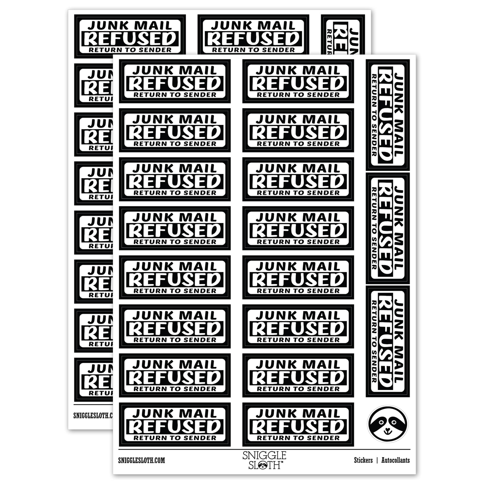 Junk Mail Refused Return to Sender Sticker Set - Black - Matte Finish ...