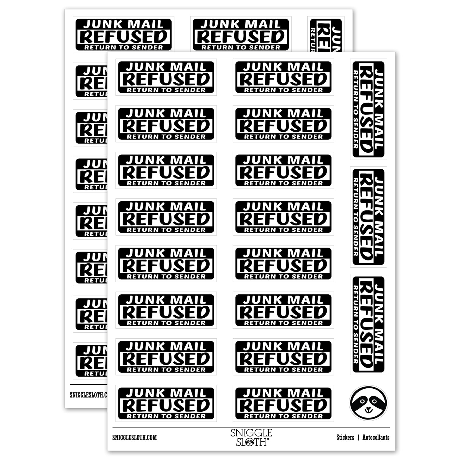 Junk Mail Refused Return to Sender Sticker Set - White - Gloss Finish ...